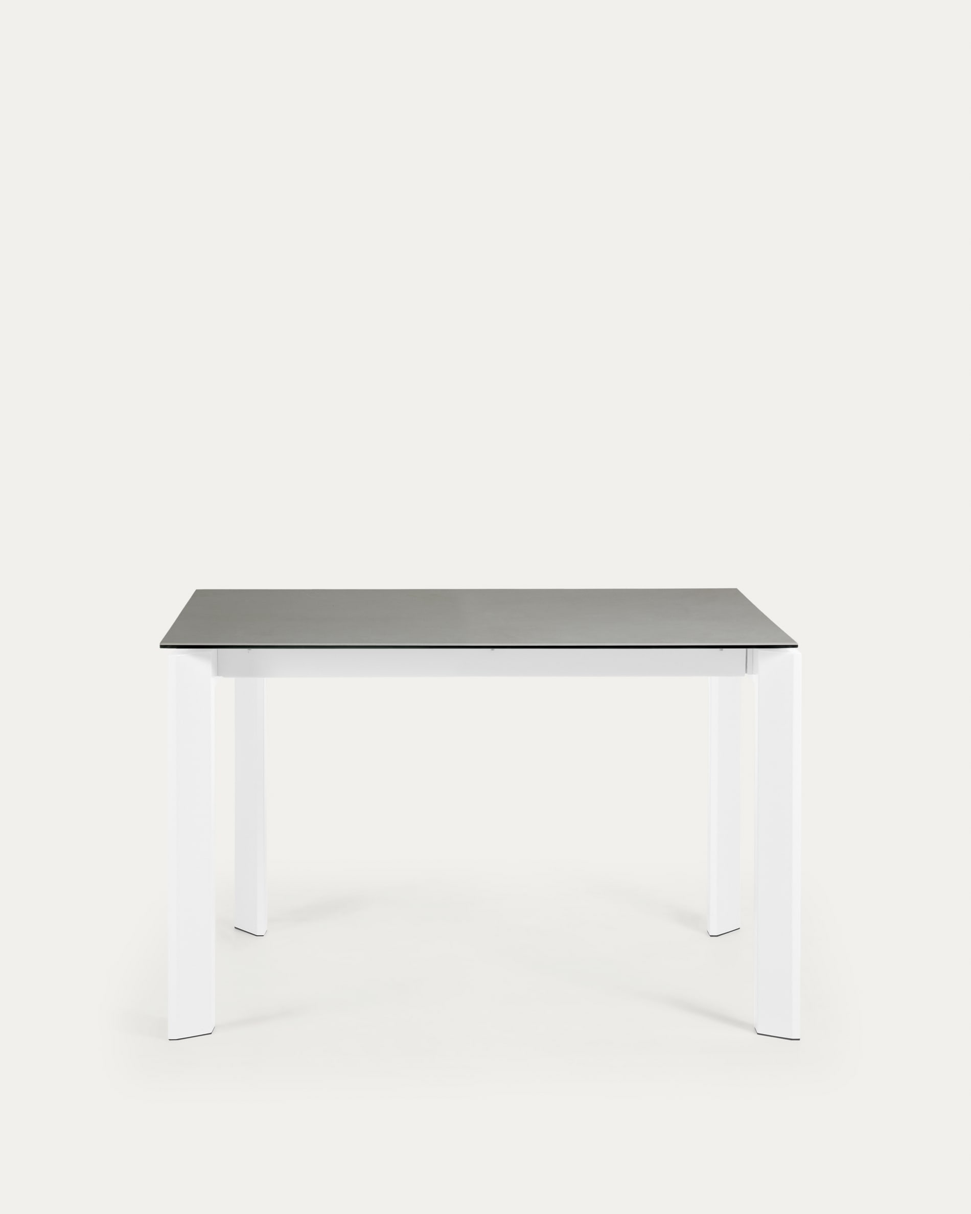 Axis extendable ceramic table with Hydra Plomo finish and white steel ...