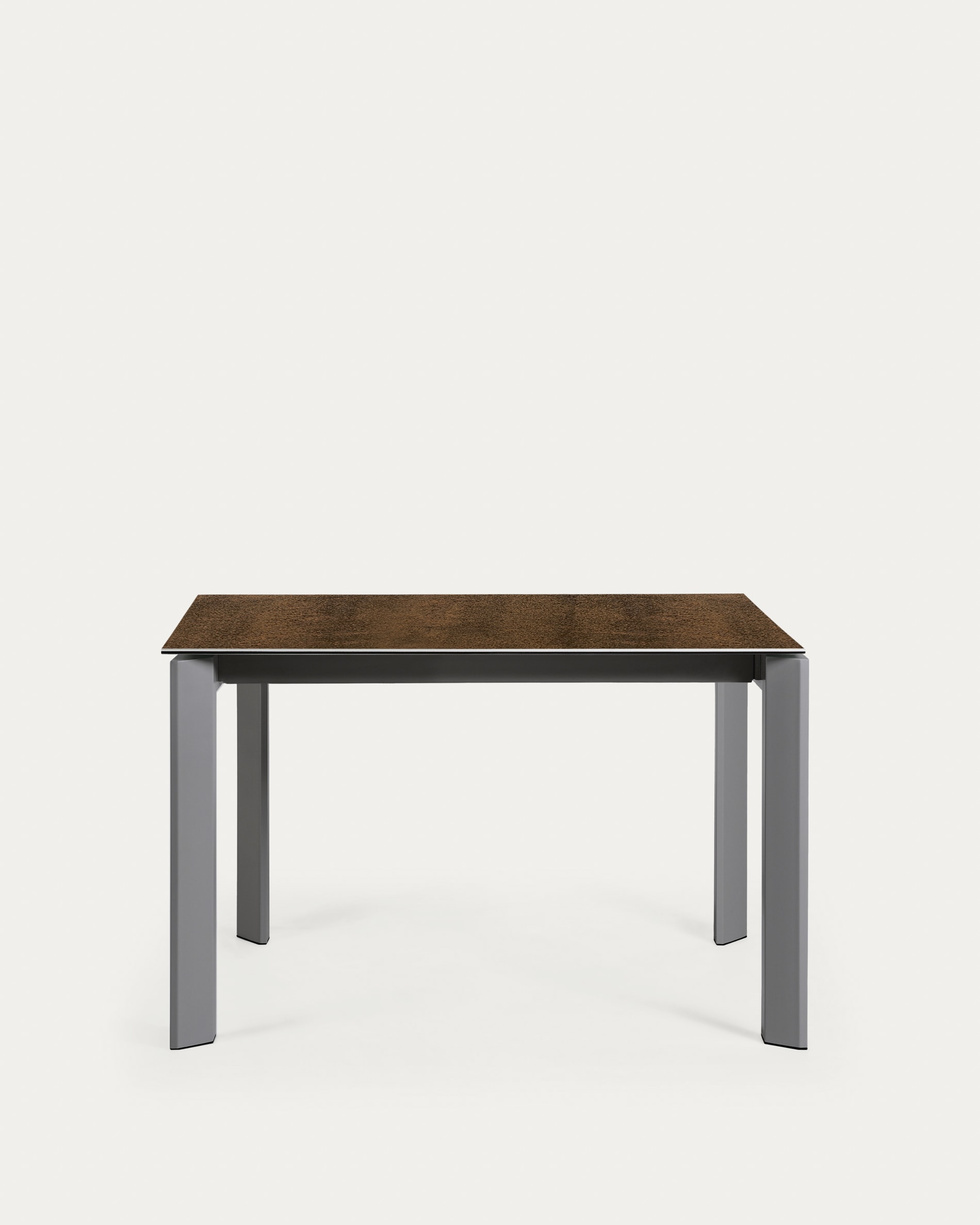 Axis extendable porcelain table with Iron Corten finish and dark grey ...