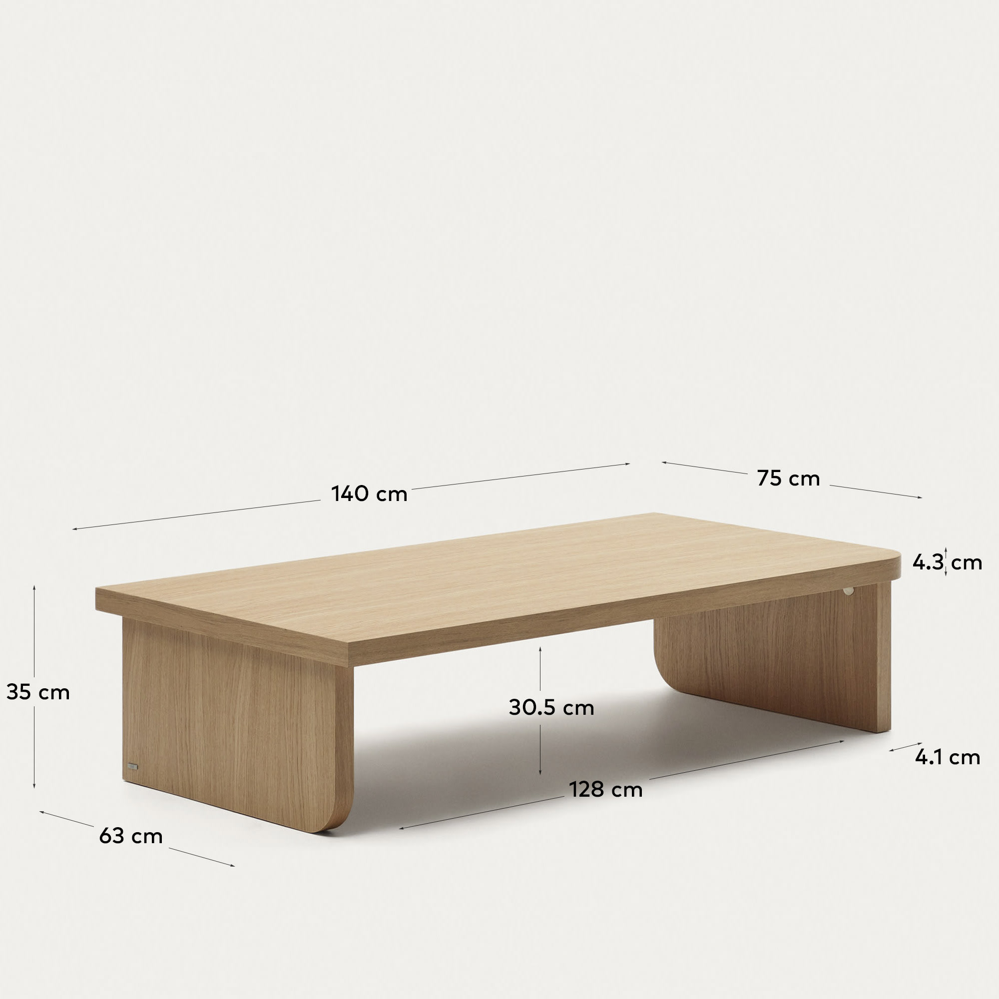 Oaq set of 2 coffee tables in oak wood veneer with natural finish FSC ...