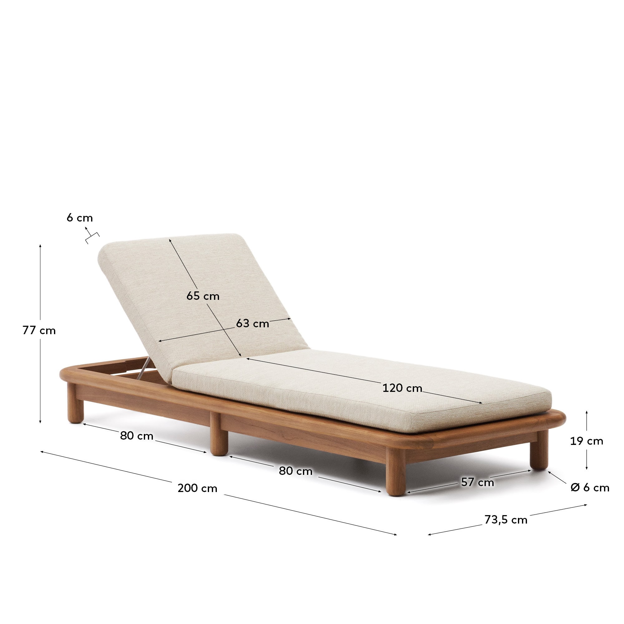 Transat Turqueta en bois de teck FSC 100 % | Kave Home