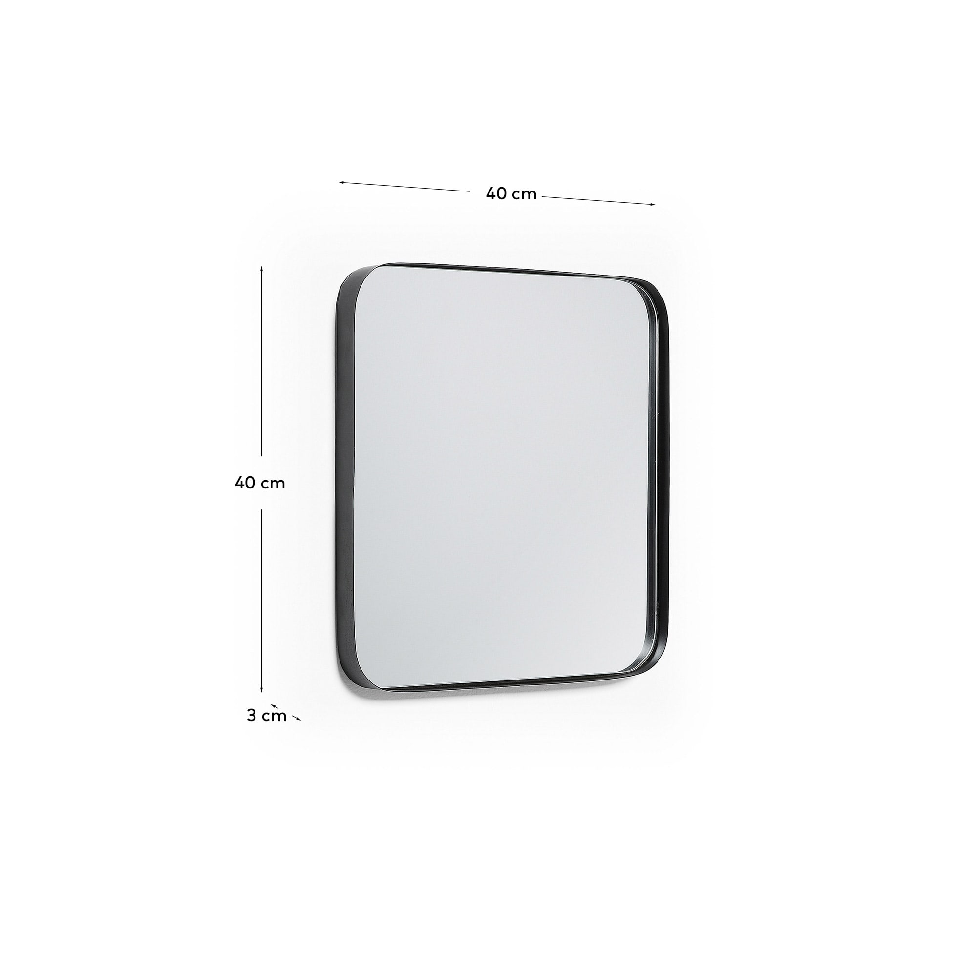 Marco black metal wall mirror 40 x 40 cm | Kave Home