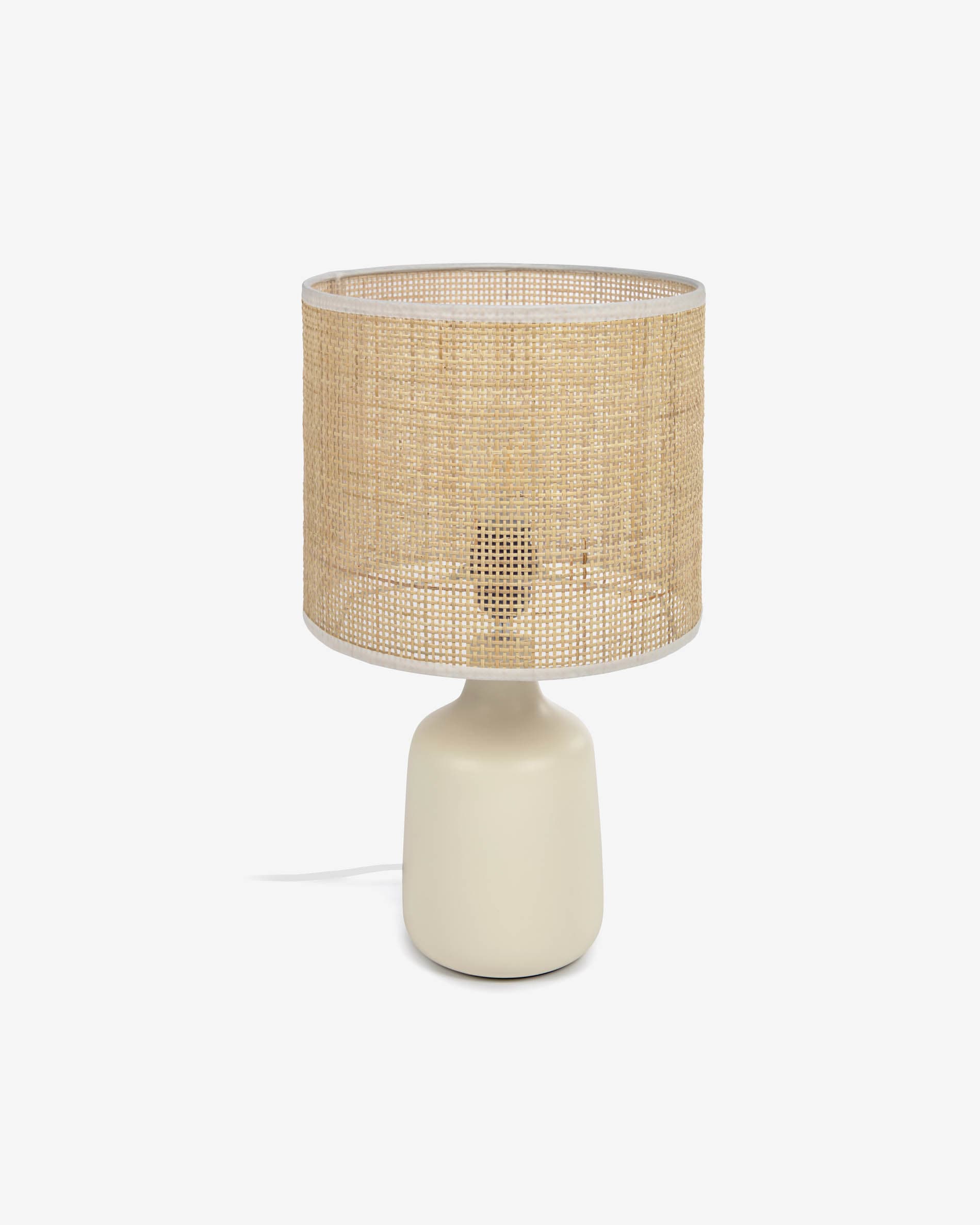 Erna table lamp in white ceramic and bamboo with natural finish1 | Kave ...