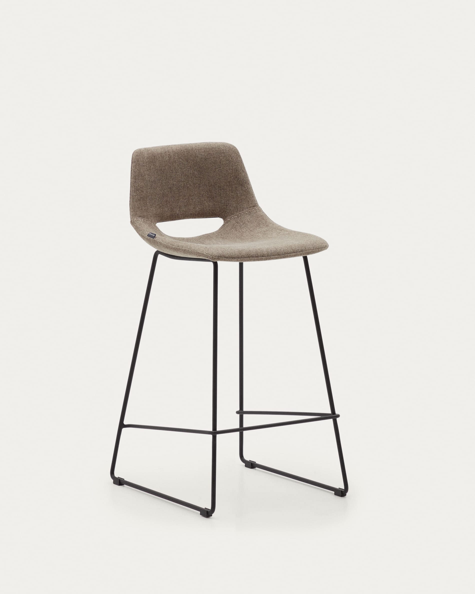 Zahara bar stool in brown with steel legs in black finish height 65 cm ...