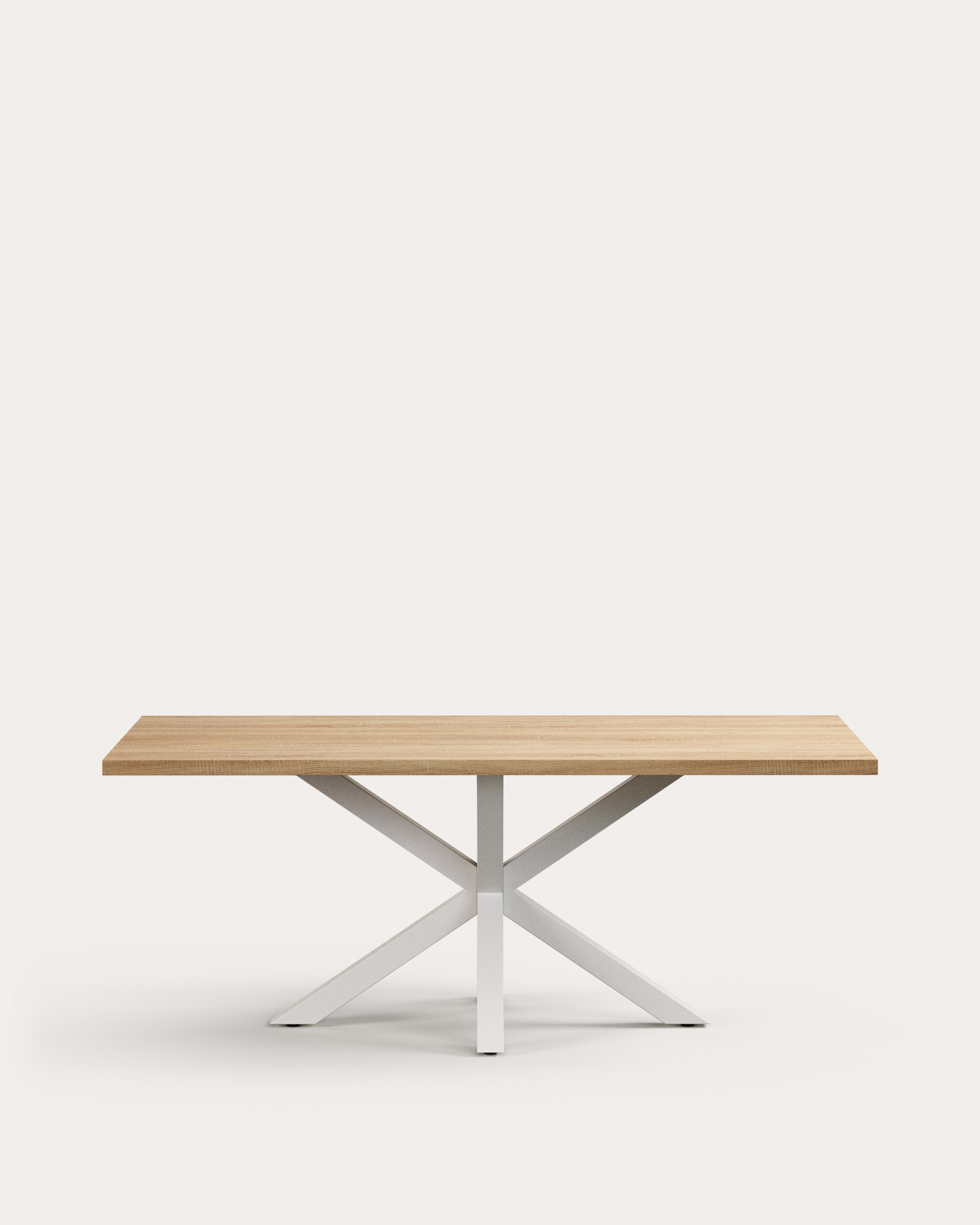 Argo table in melamine with natural finish and steel legs with white ...