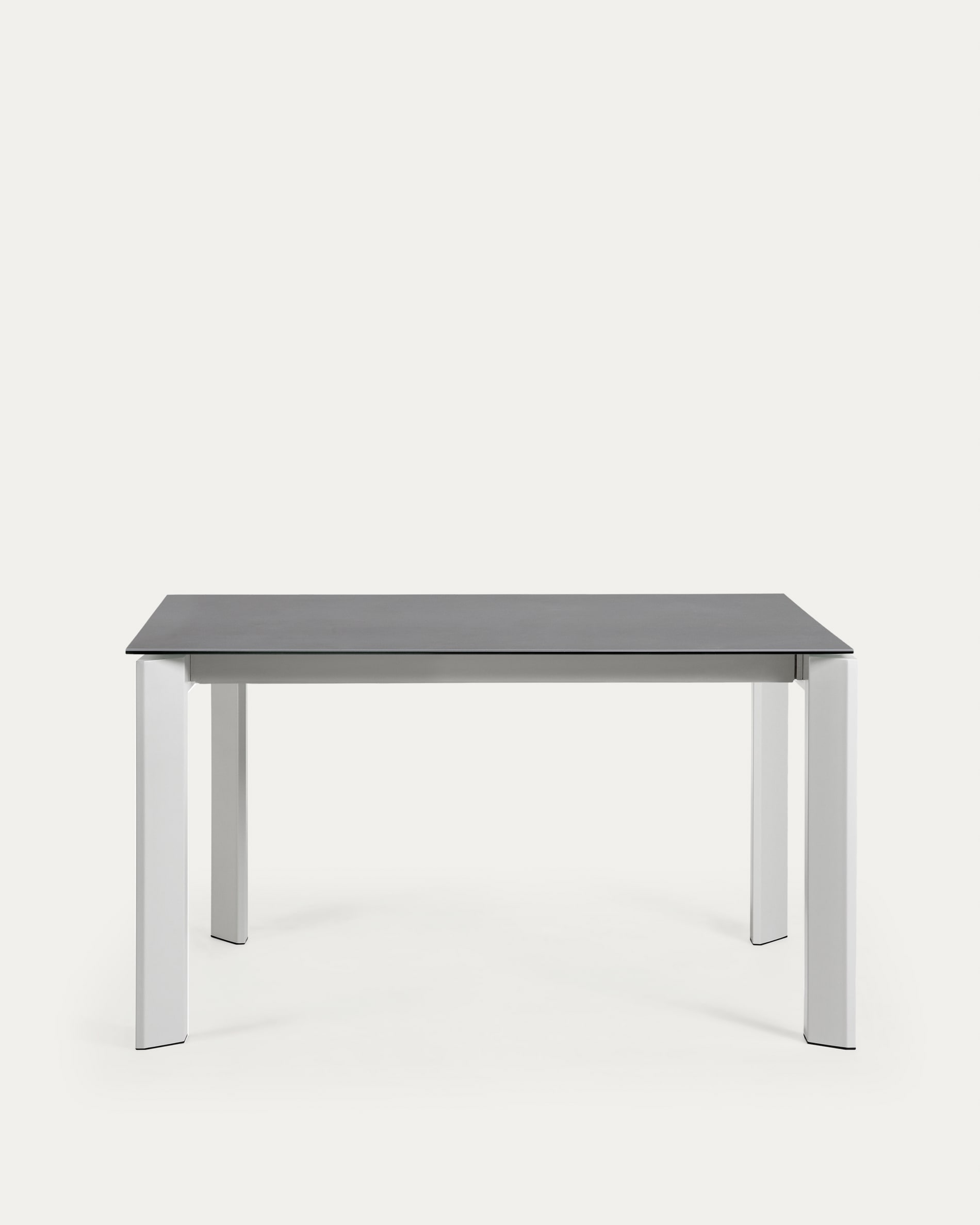 Axis porcelain extendable table in Volcano Ash finish with white steel ...