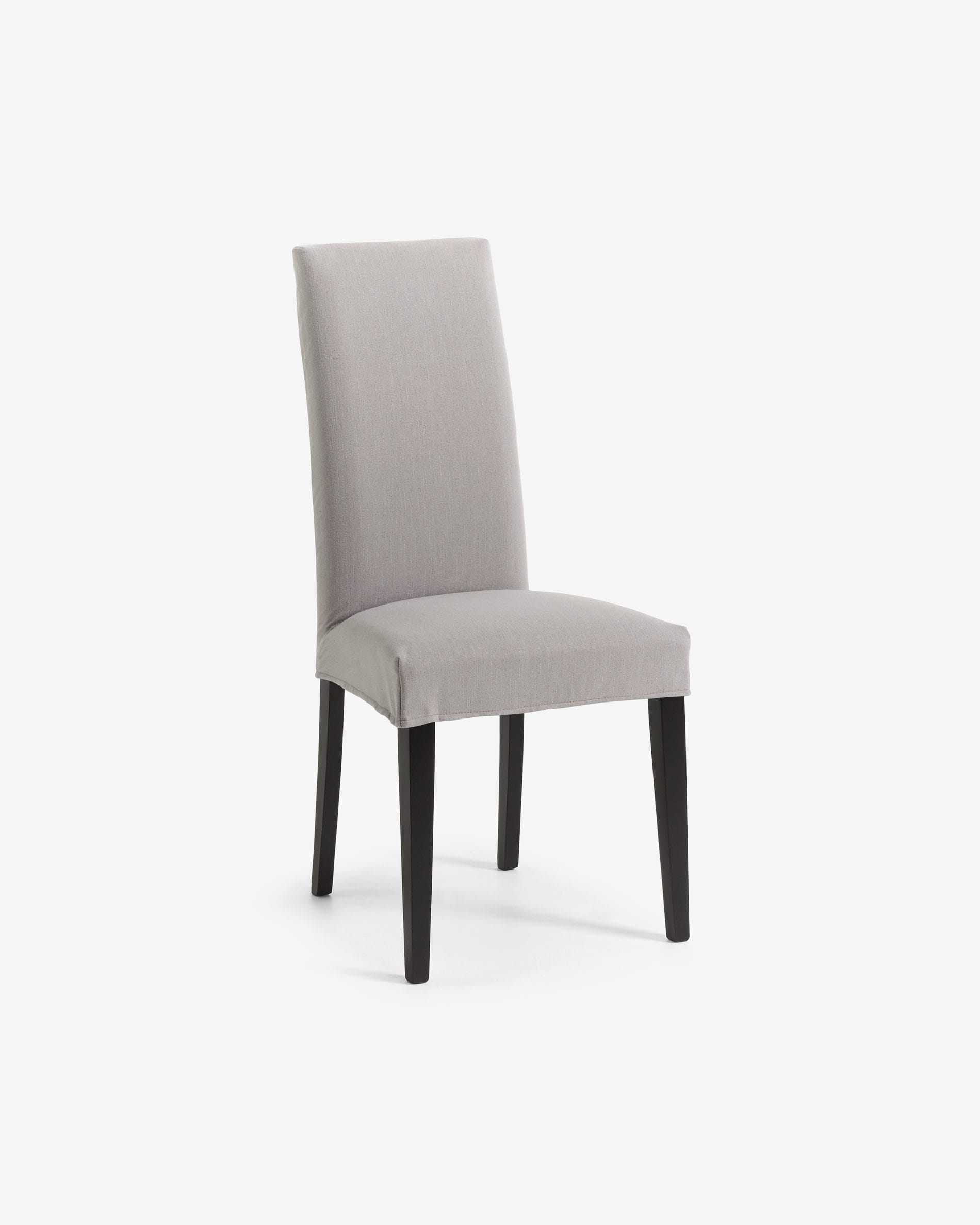Light grey Freda Bulova chair with solid beech wood legs with black ...