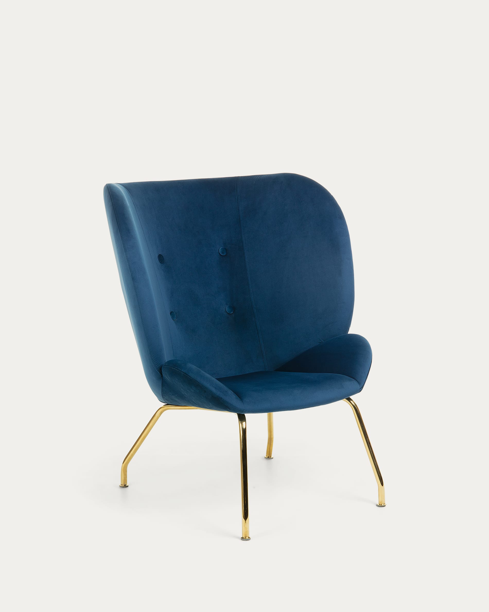 Violet armchair in blue velvet and gold finish steel legs | Kave Home ...
