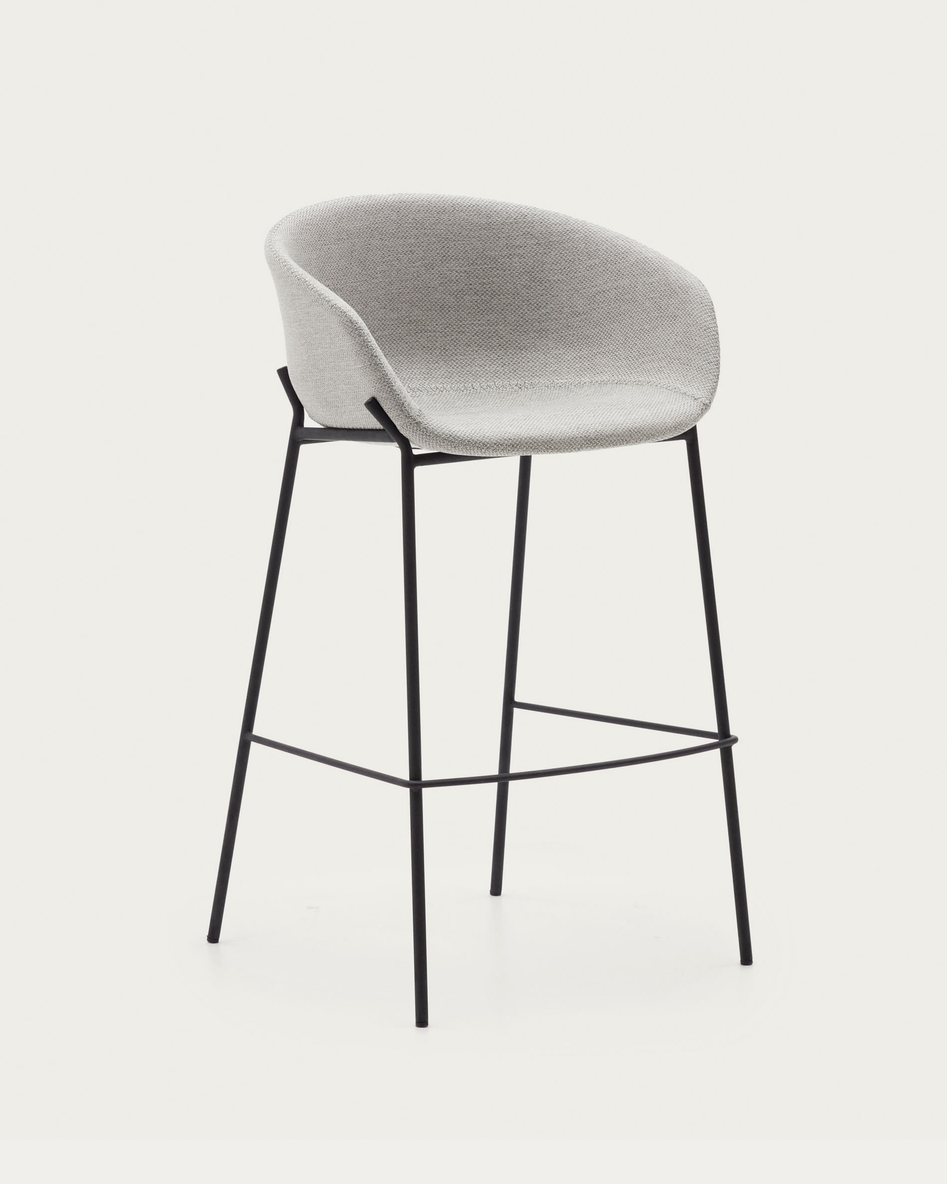 Yvette light grey stool with steel legs in a black finish height 75 cm ...