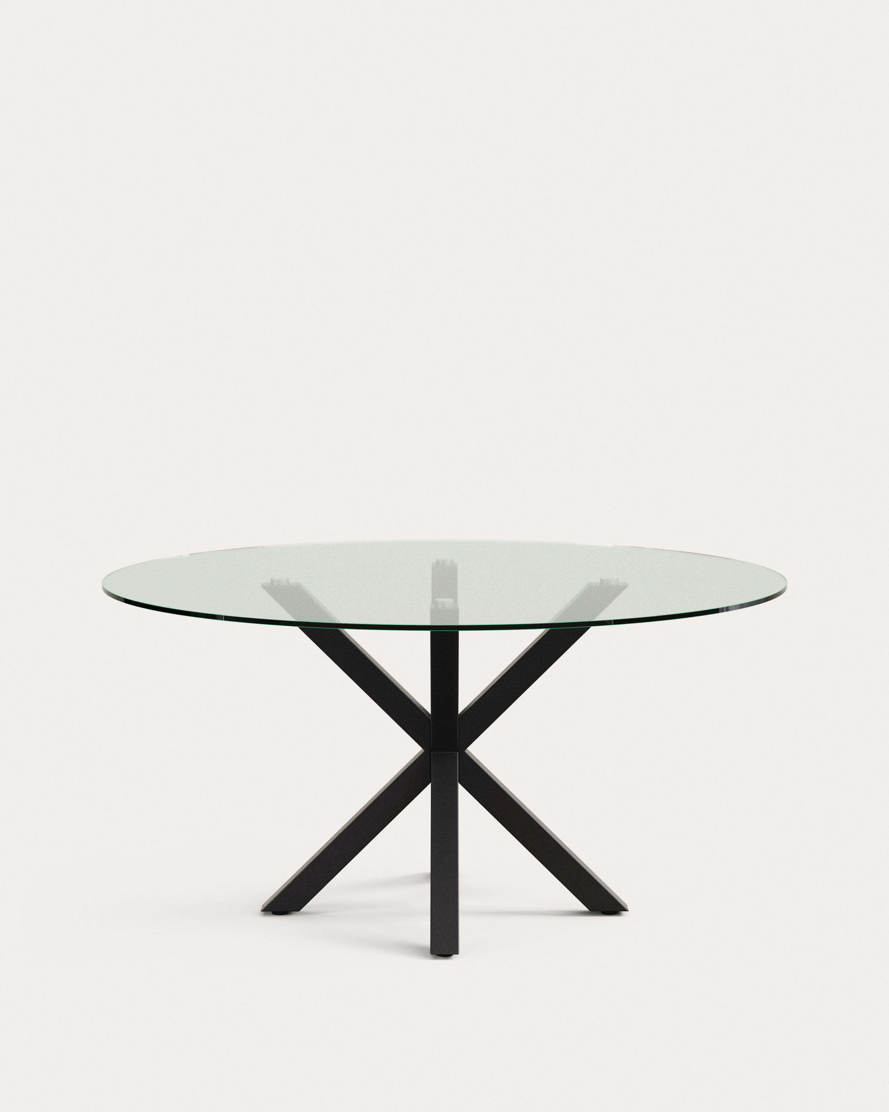 Argo round table in glass and steel legs with black finish Ø 150 cm ...
