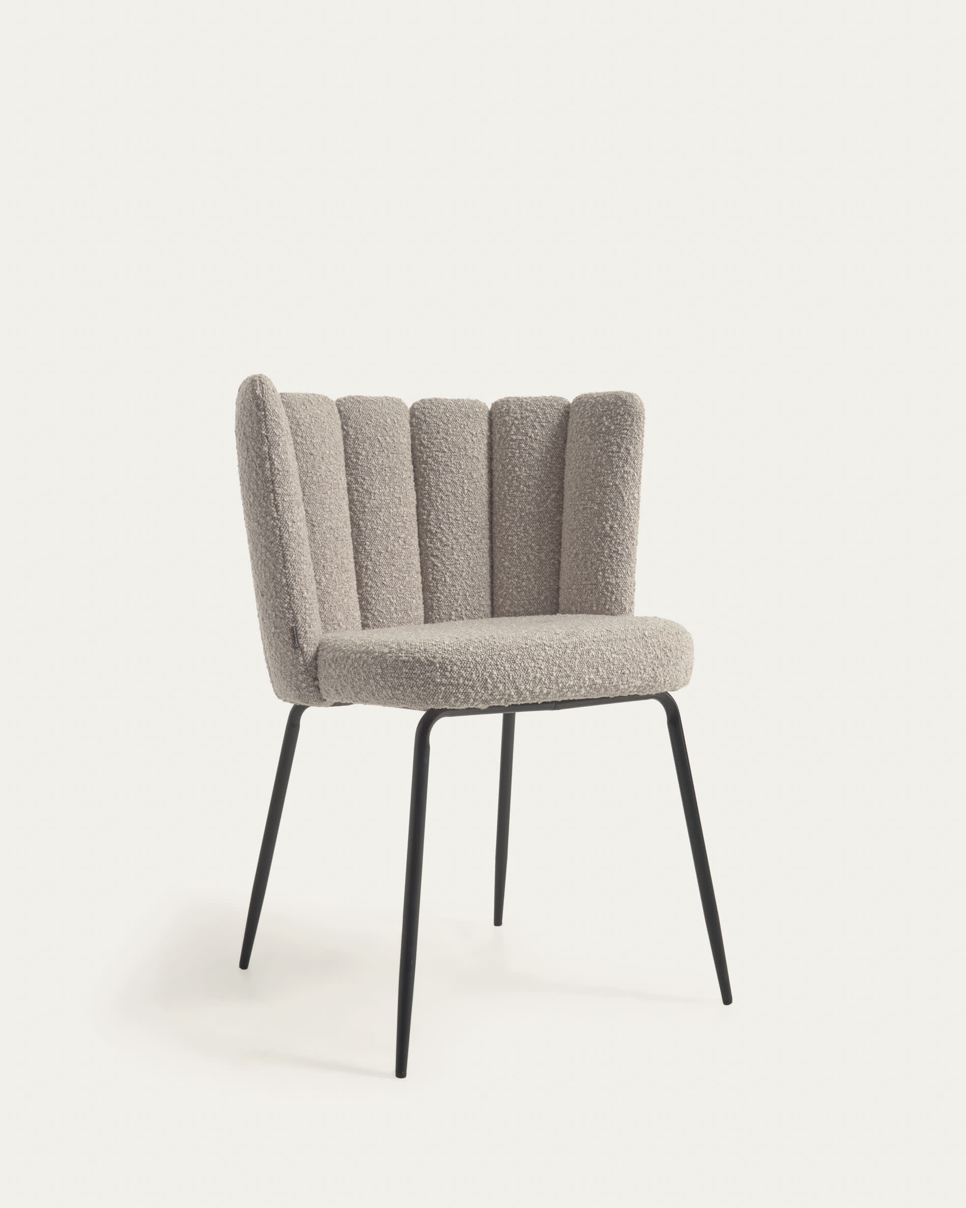 Aniela chair in grey bouclé and metal legs with black finish | Kave ...