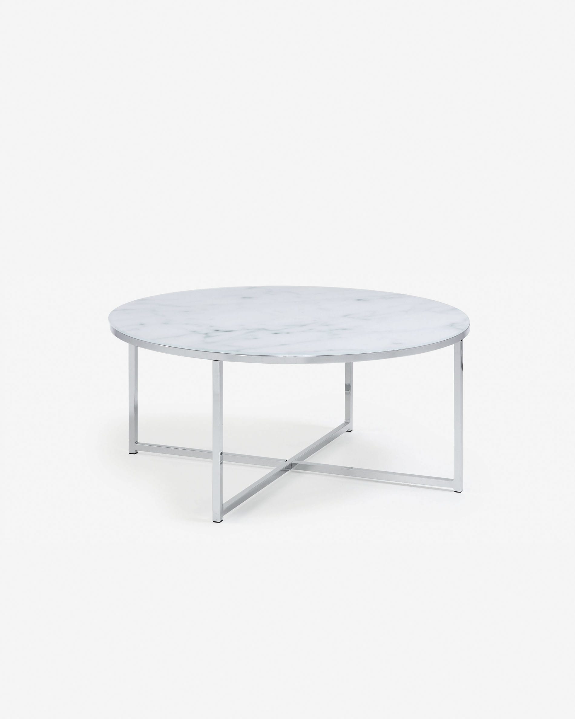 Divid coffee table 80 cm glass marble effect | Kave Home