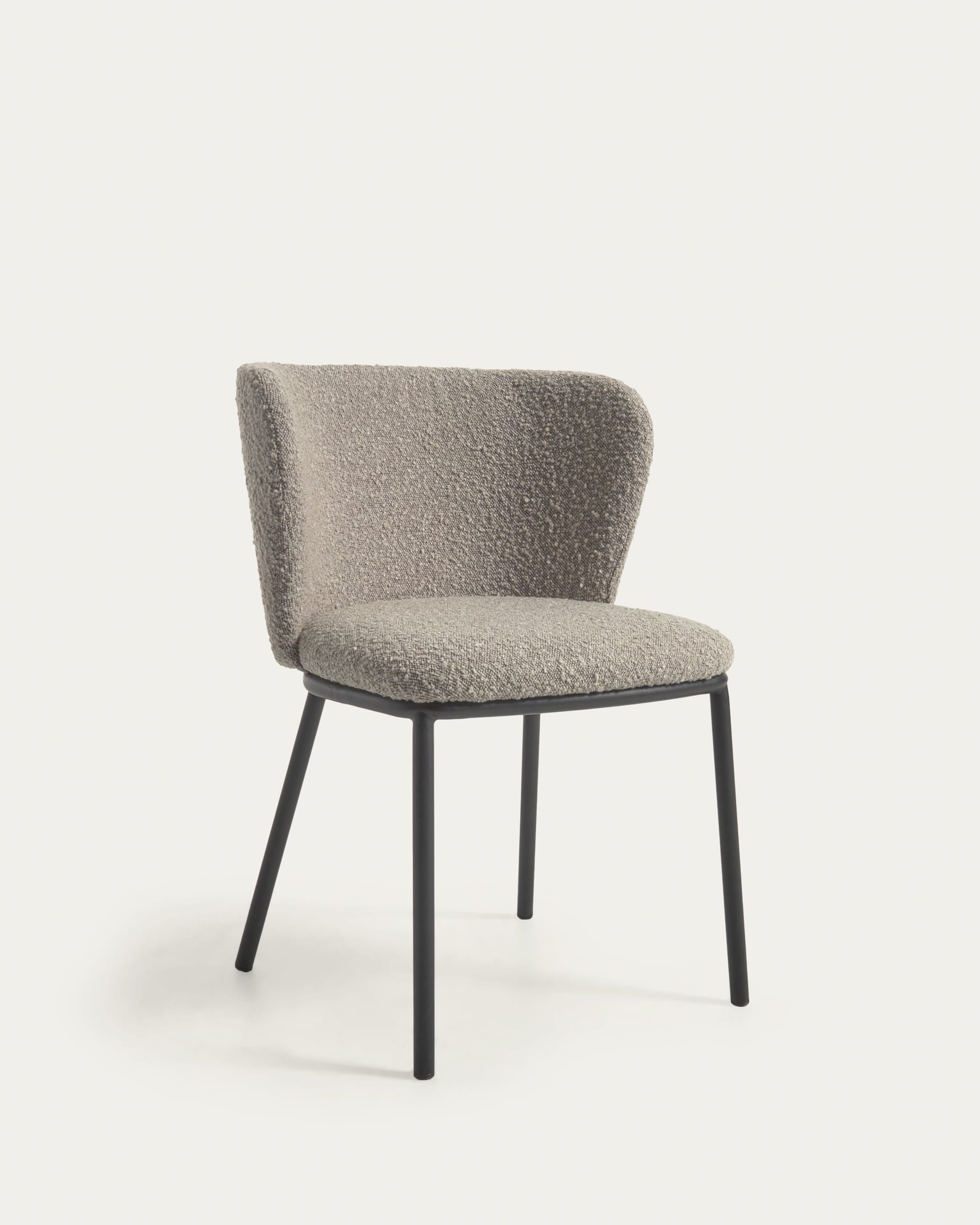 Ciselia chair with light grey bouclé and black metal FR | Kave Home