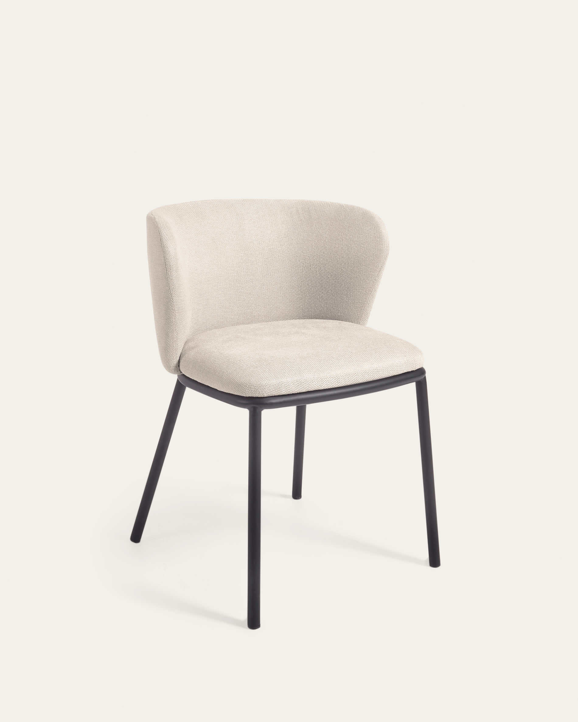 Ciselia chair in beige chenille and steel legs with black finish FSC ...