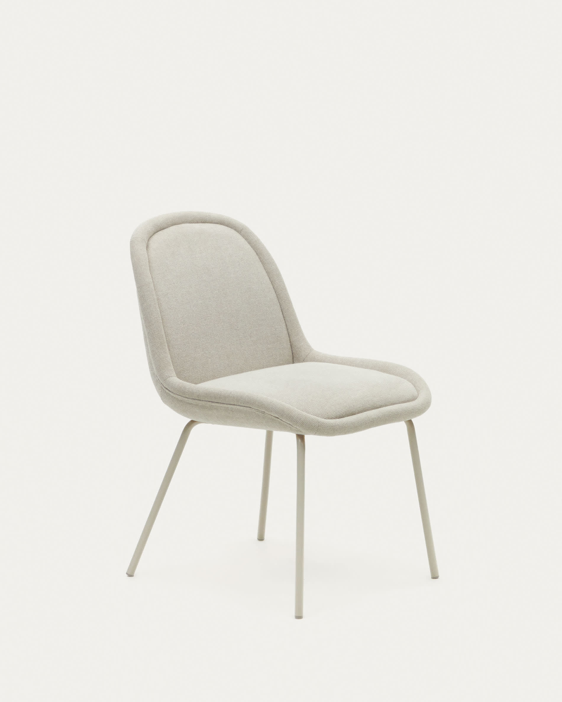 Aimin chair in beige chenille and steel legs with a matte beige painted ...