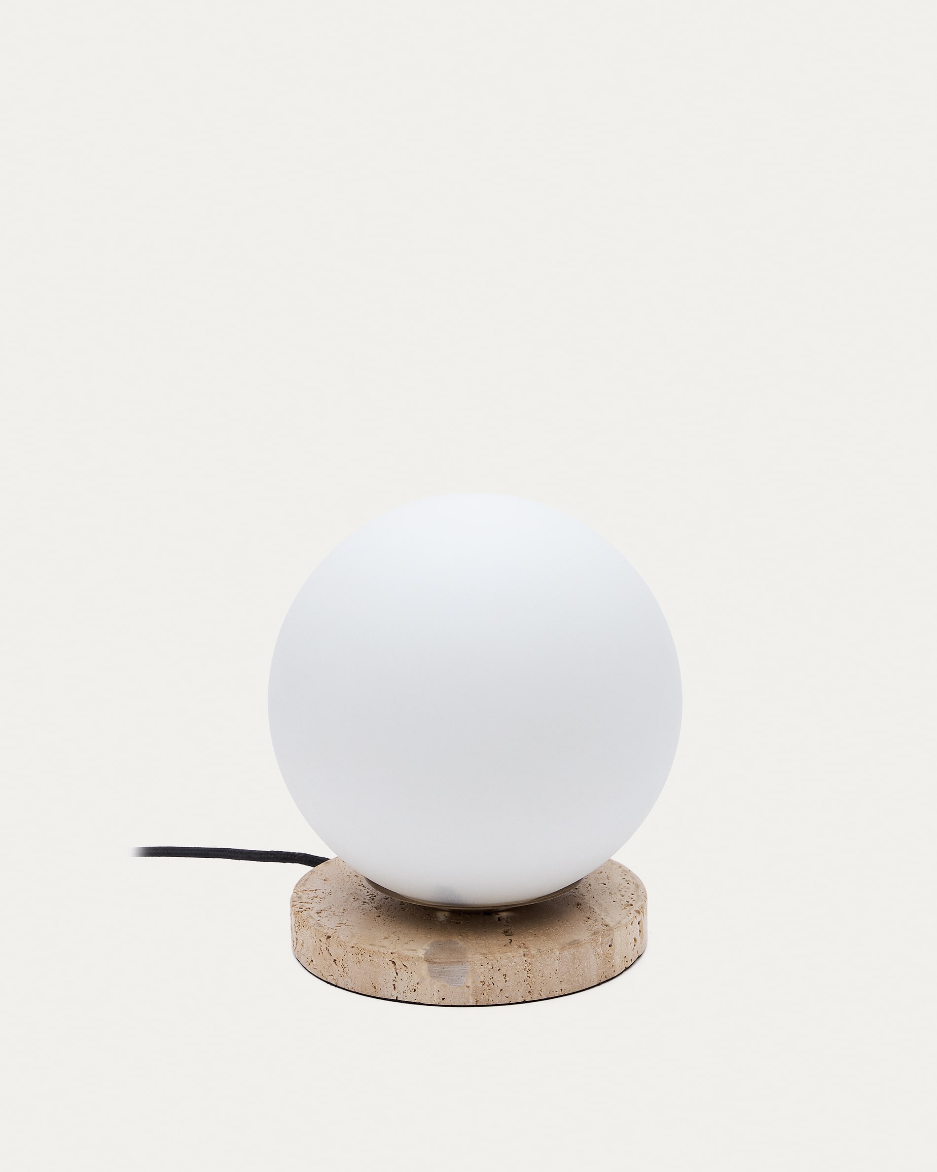 Malachi table lamp with glazed glass and travertine stone UK adapter ...