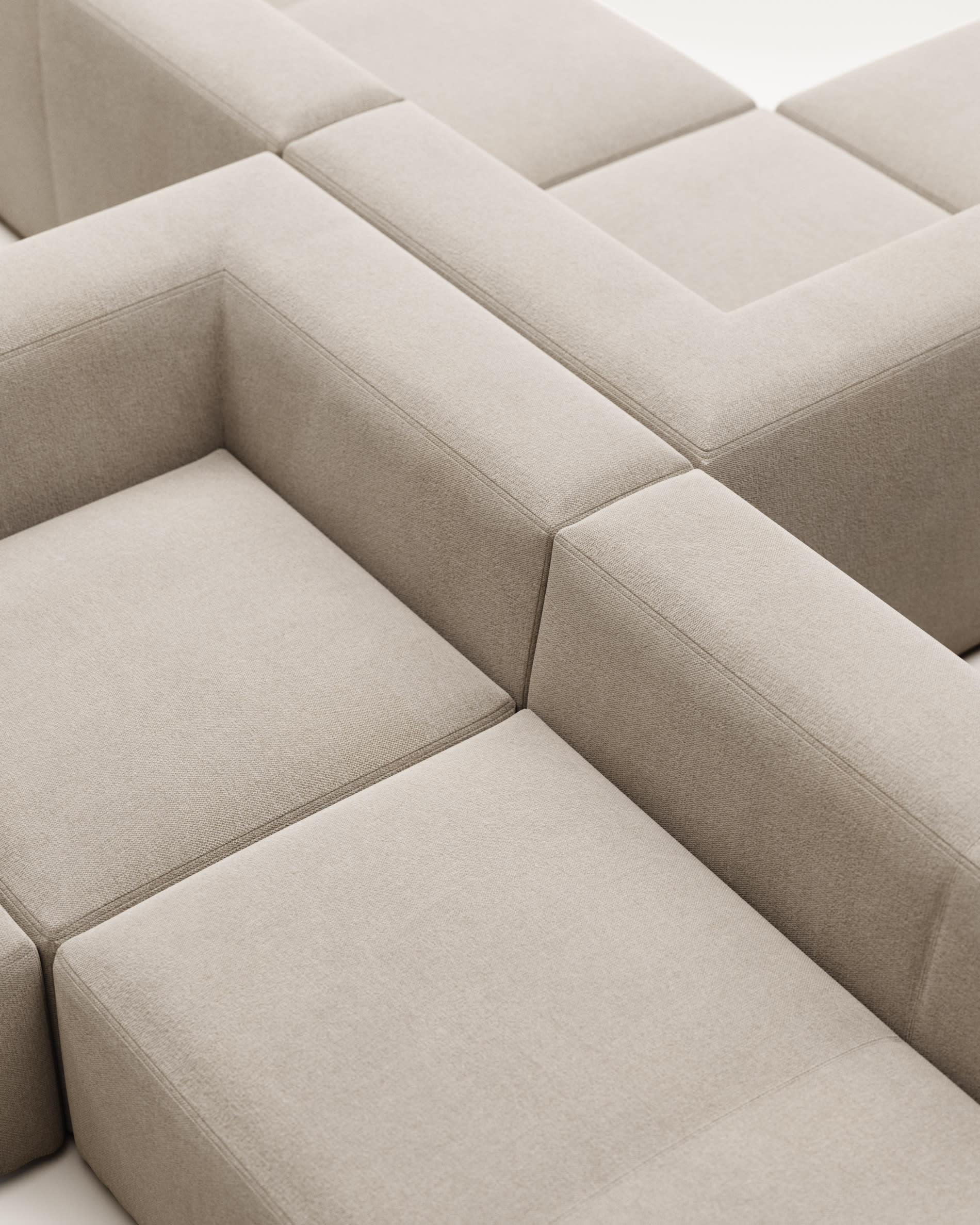 Blok 6 seater corner sofa in beige 320 x 320 cm FSC Mix Credit FR Kave Home International