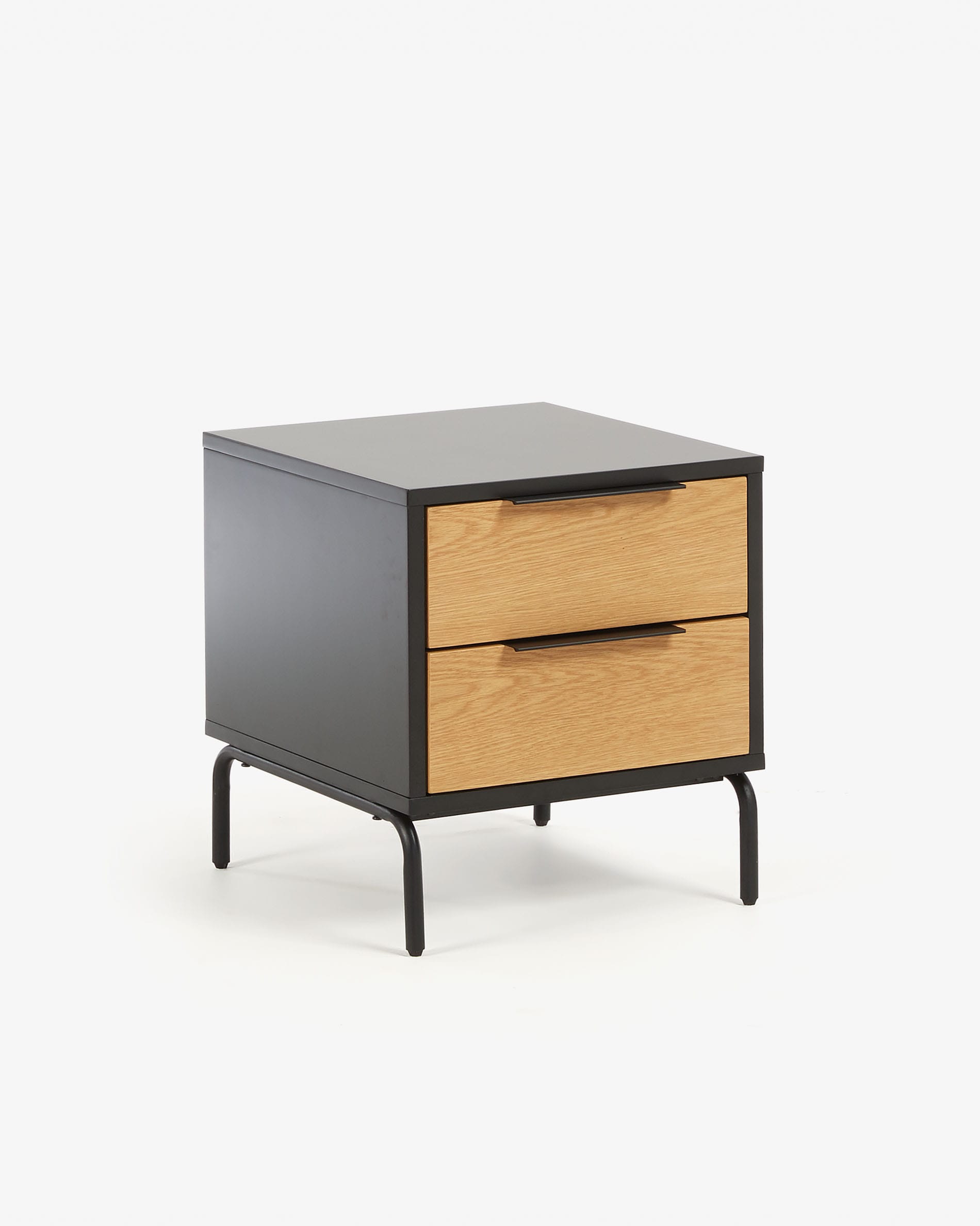 Savoi MDF bedside table with black lacquer and black-finished steel 42 ...