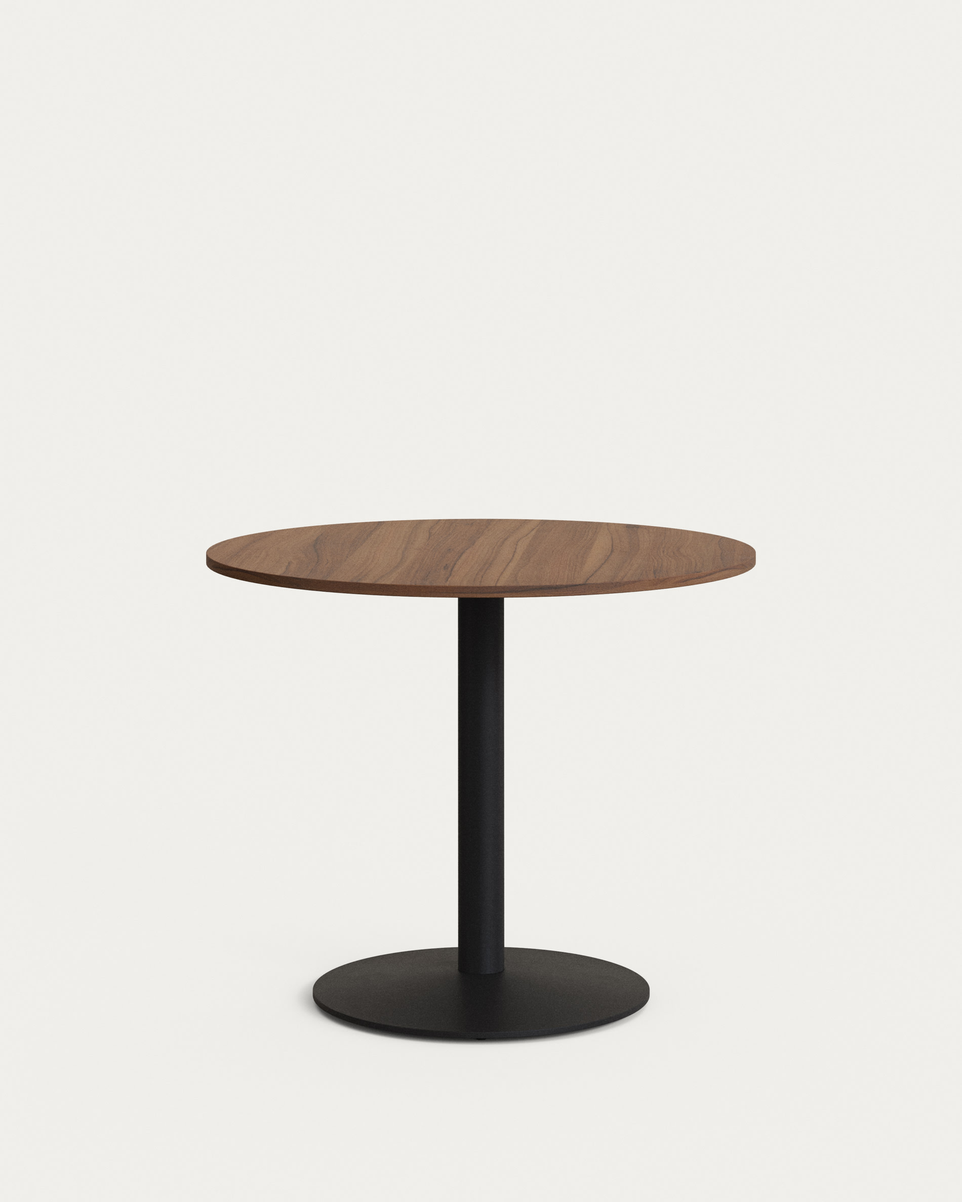 Esilda round table in walnut finish melamine with metal leg in a ...