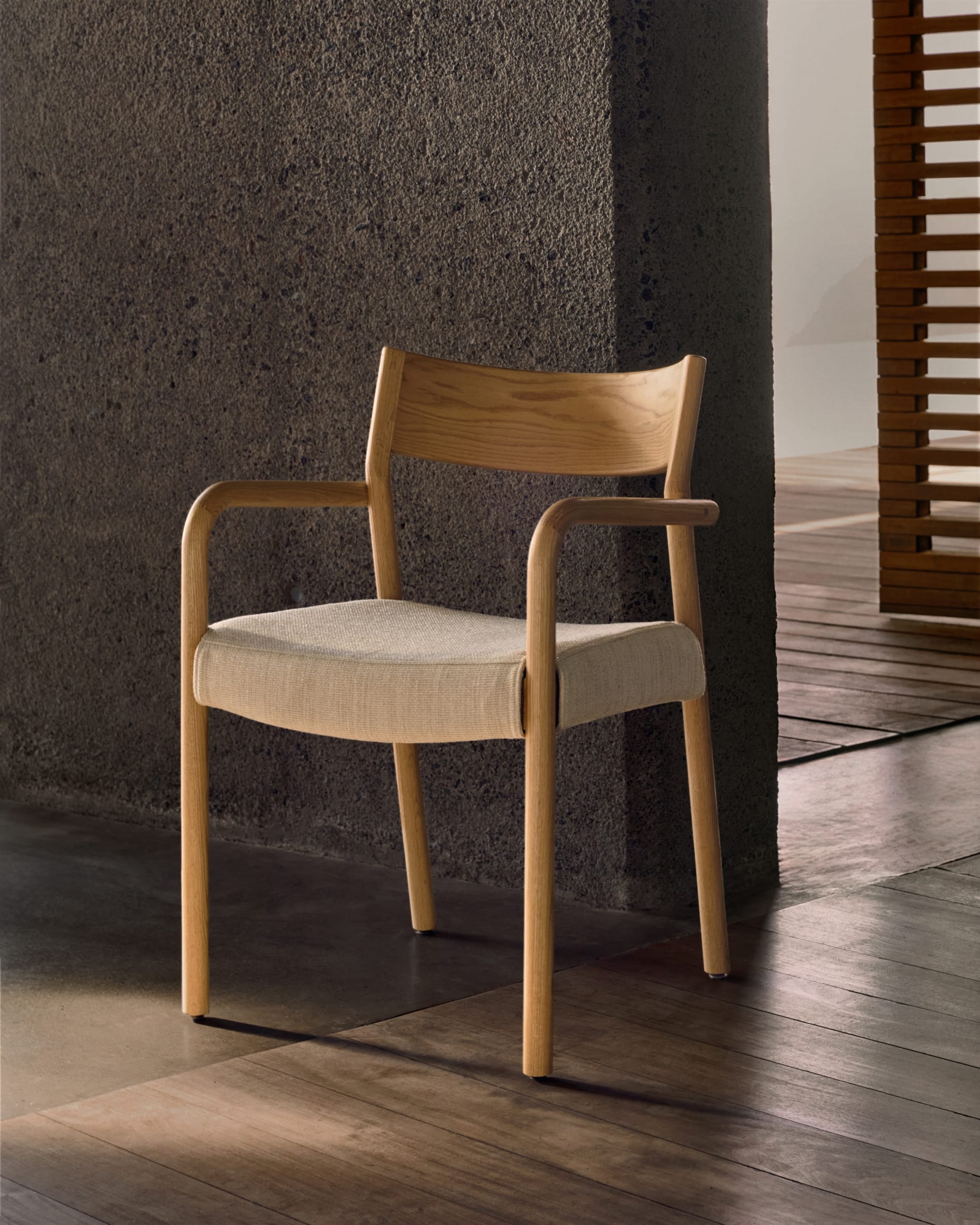 Falconera chair with a removable cover in solid oak wood with natural ...