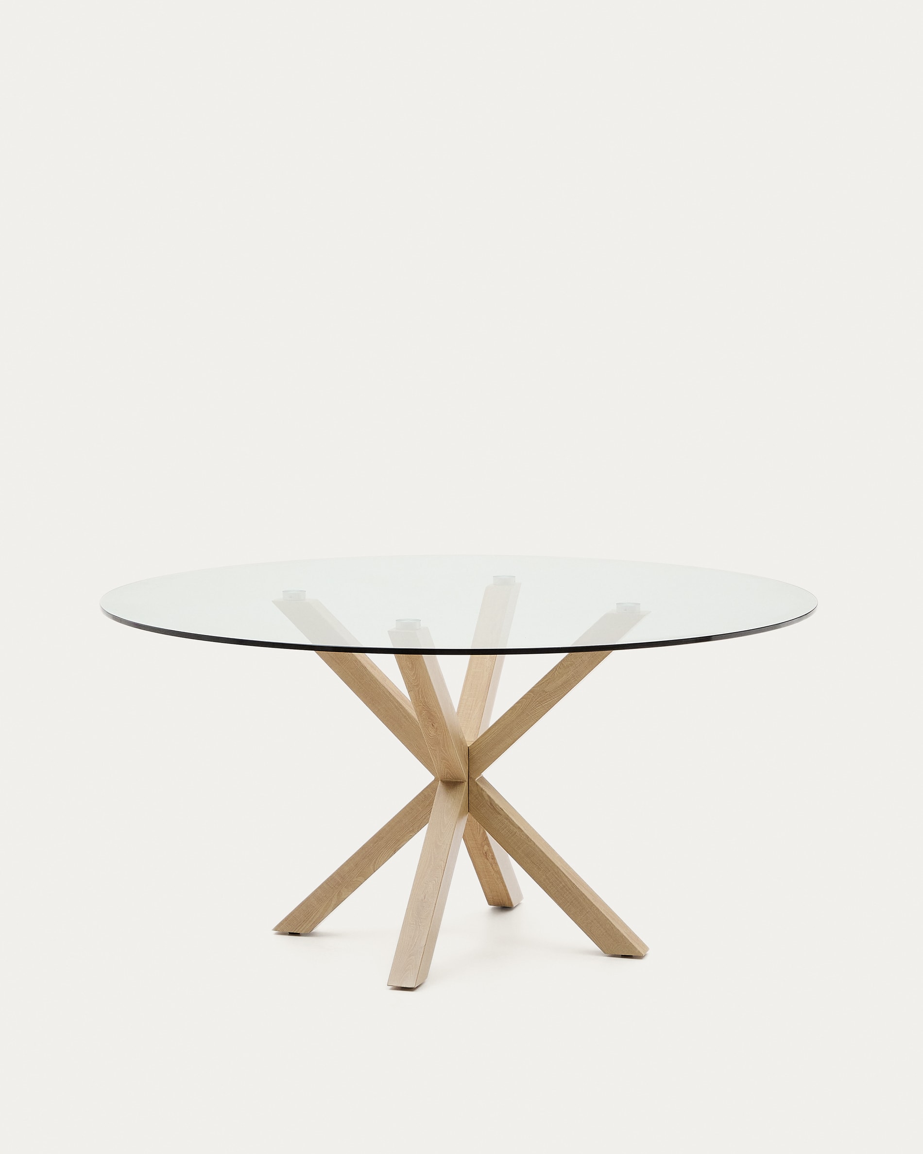 Argo round glass table and wood effect steel legs Ø 150 cm | Kave Home ...