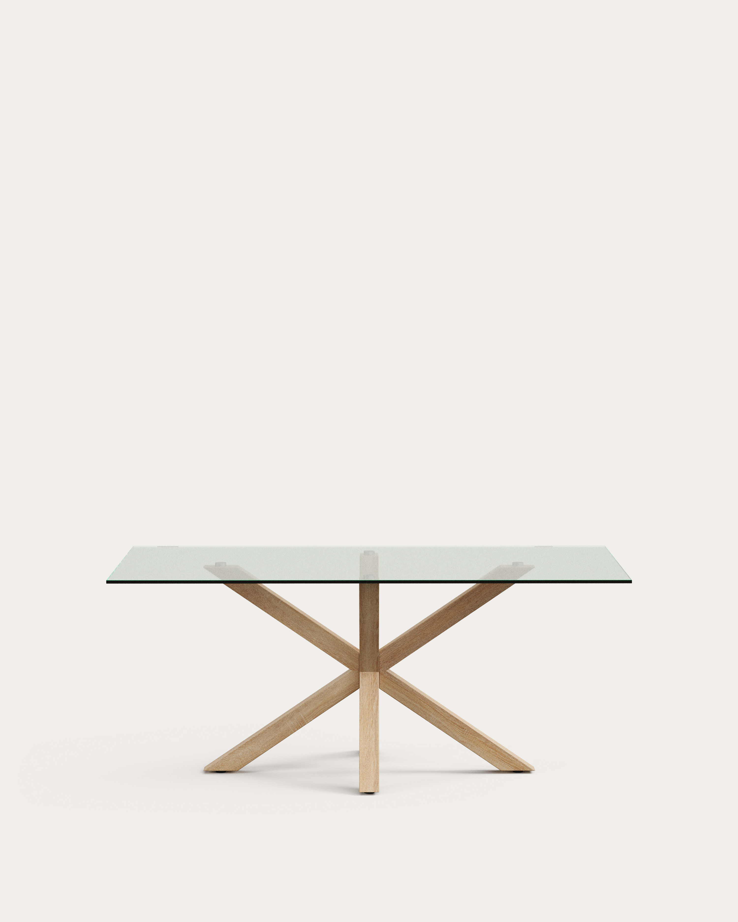 Argo glass table with steel legs with wood-effect finish 180 x 100 cm ...