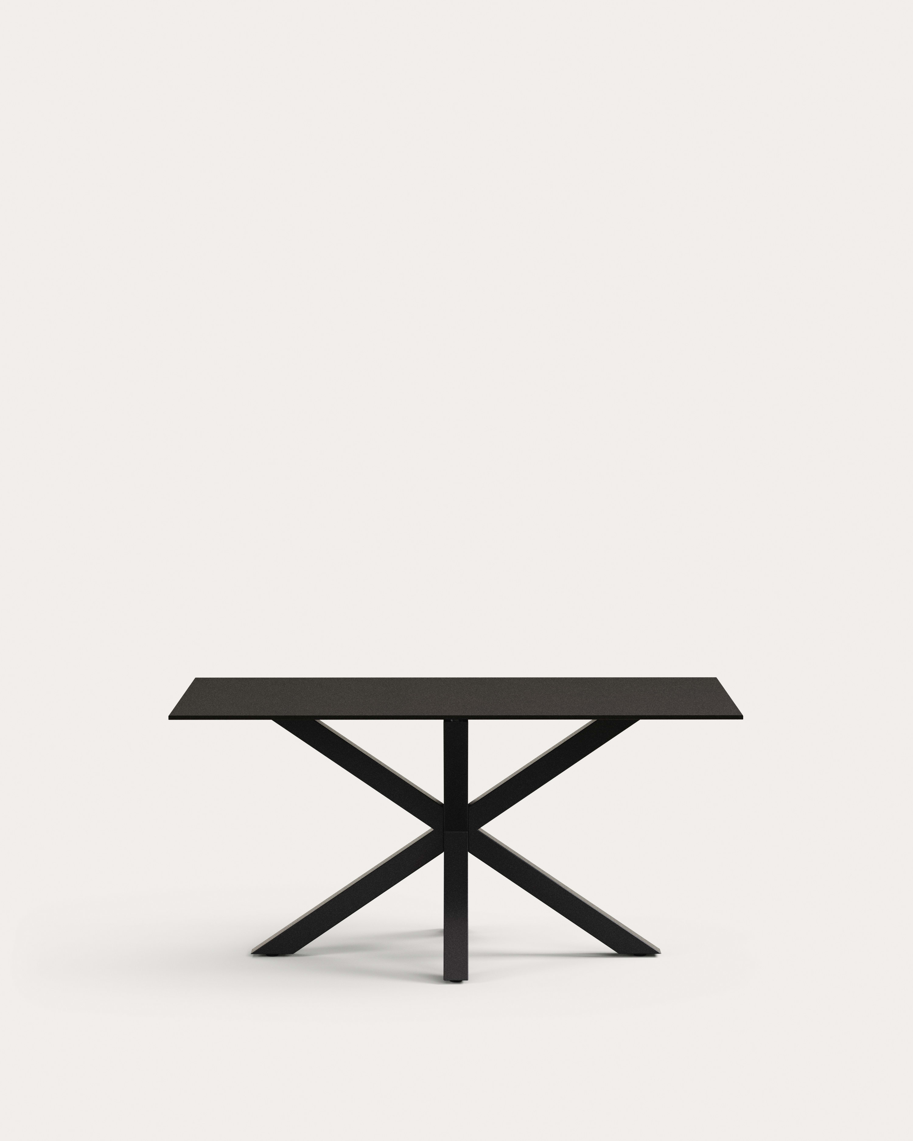 Argo table with black glass and black steel legs 160 x 90 cm | Kave ...