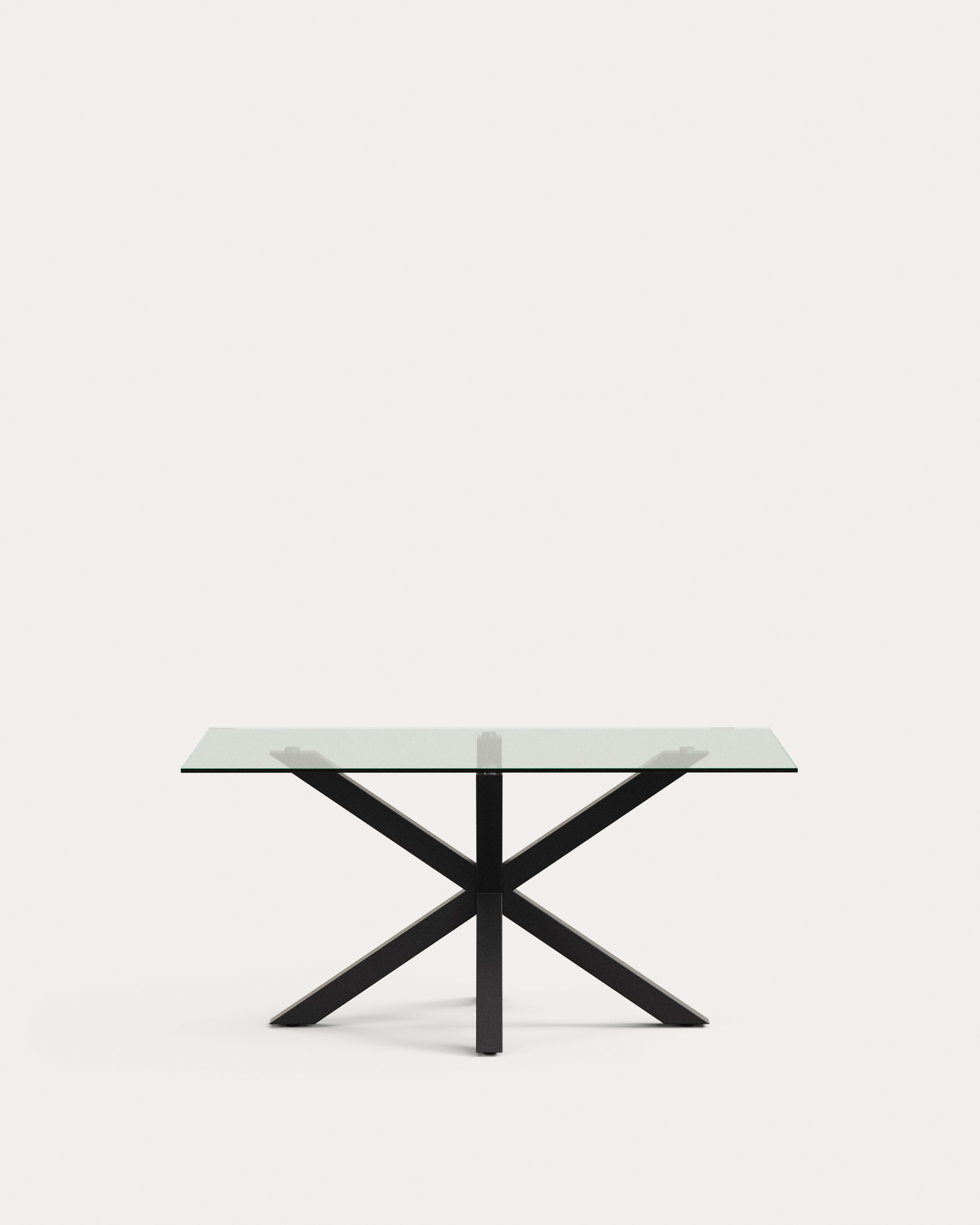 Argo glass table with steel legs with black finish 160 (90) x 90 cm ...
