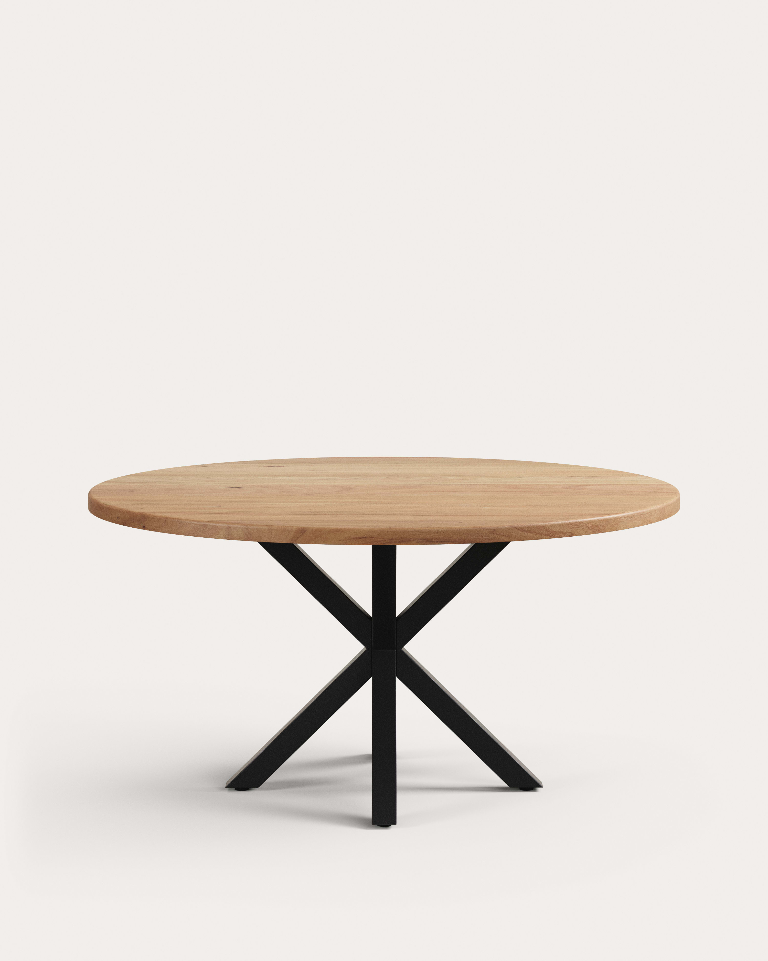 Round table Argo in solid acacia wood and steel legs with black finish Ø 150 cm | Kave Home ...