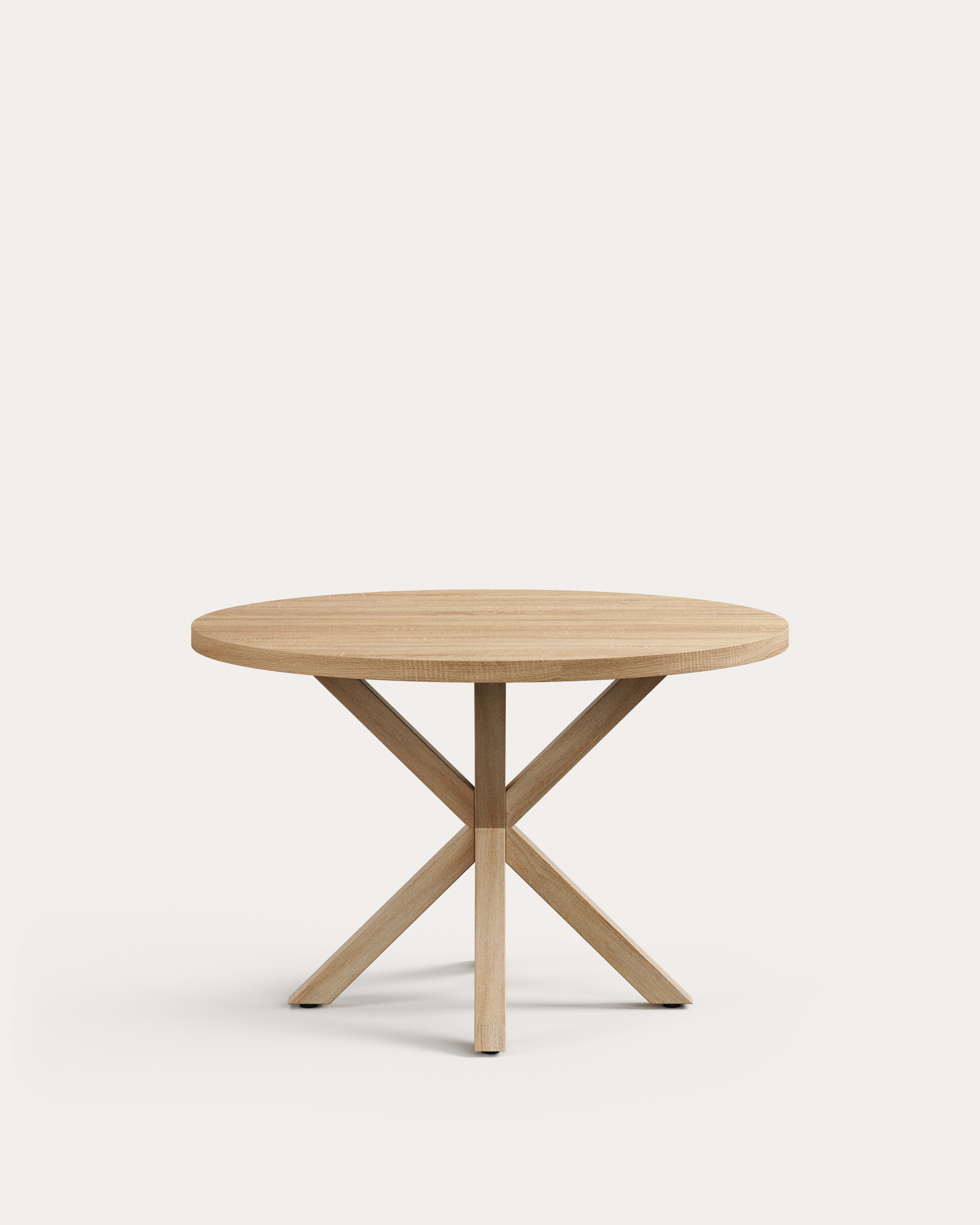Argo round table in melamine with natural finish and wood-effect steel ...