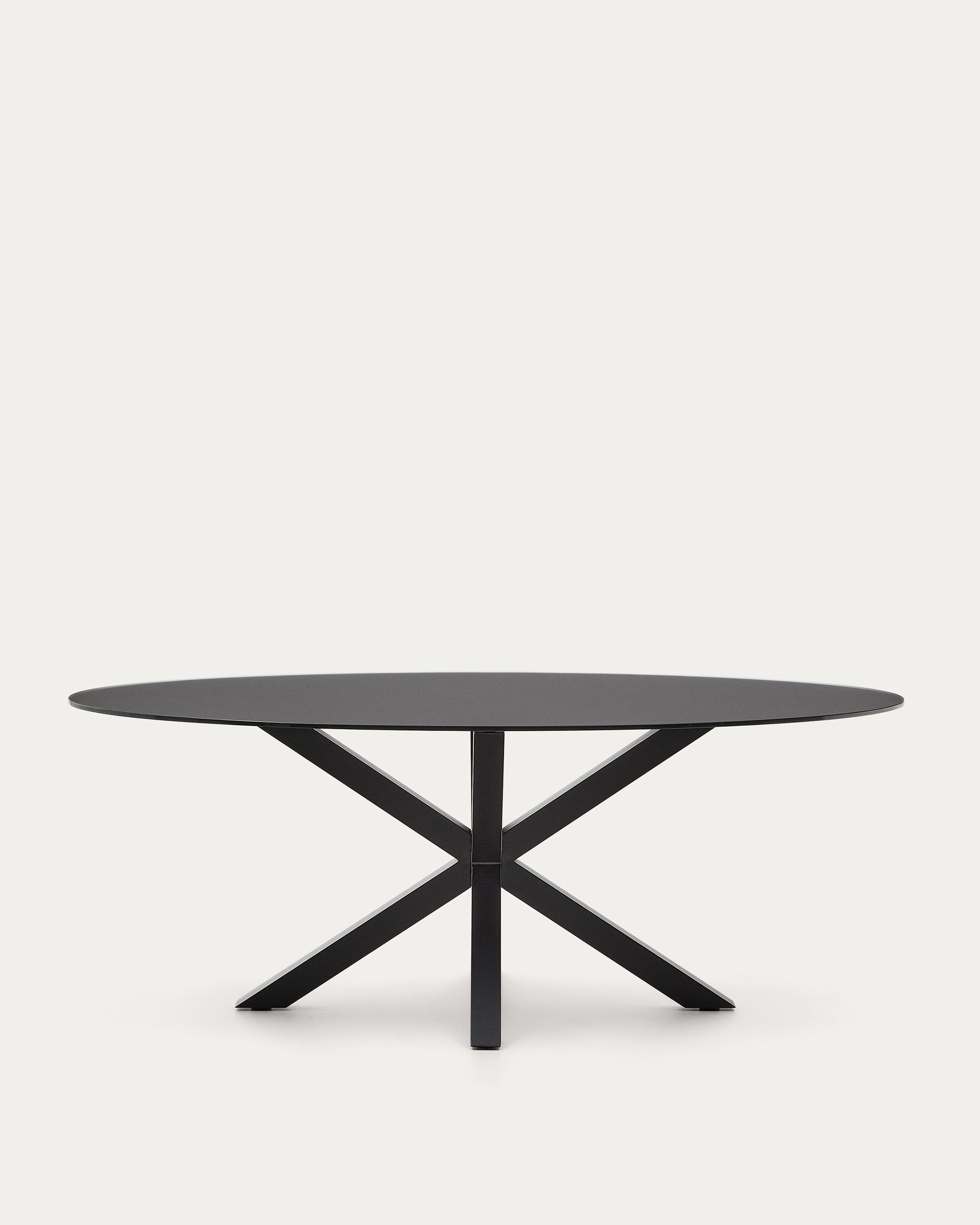 Argo table with black glass and black steel legs Ø 200 x 100 cm | Kave ...