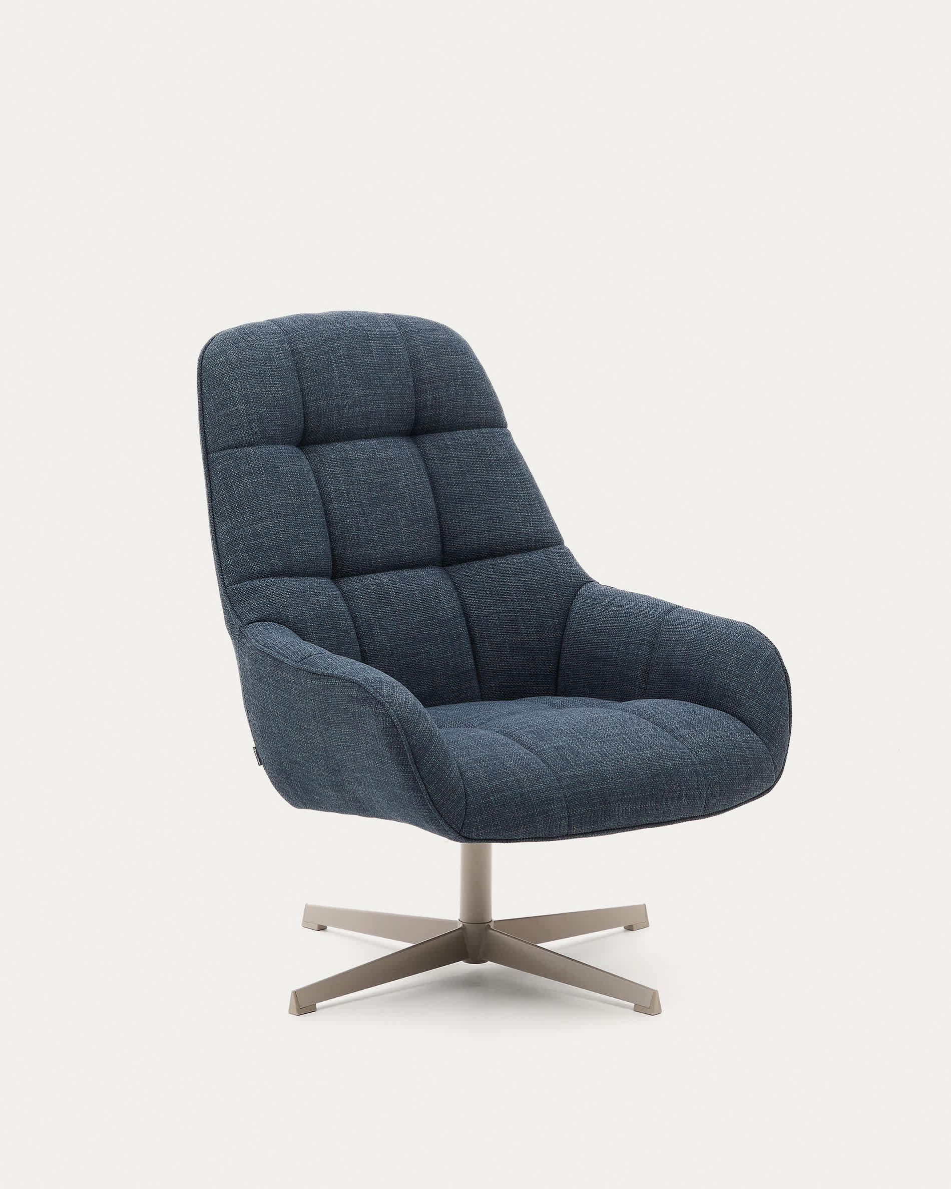 Drehsessel Jaspe blau und Metall mit grauer Oberfläche FSC 100% | Kave Home