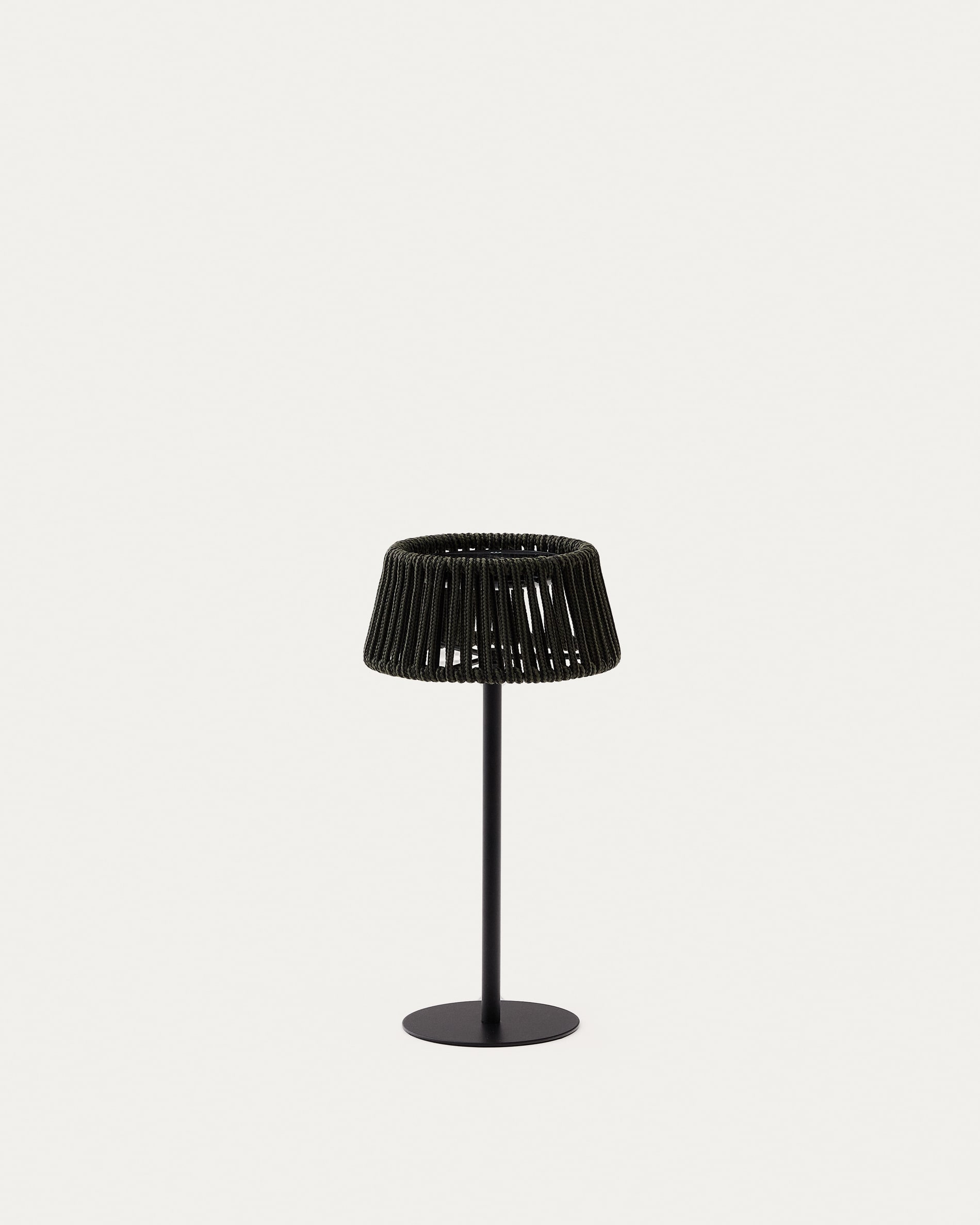 Aldet outdoor solar table lamp in black and green mottled rope cord ...