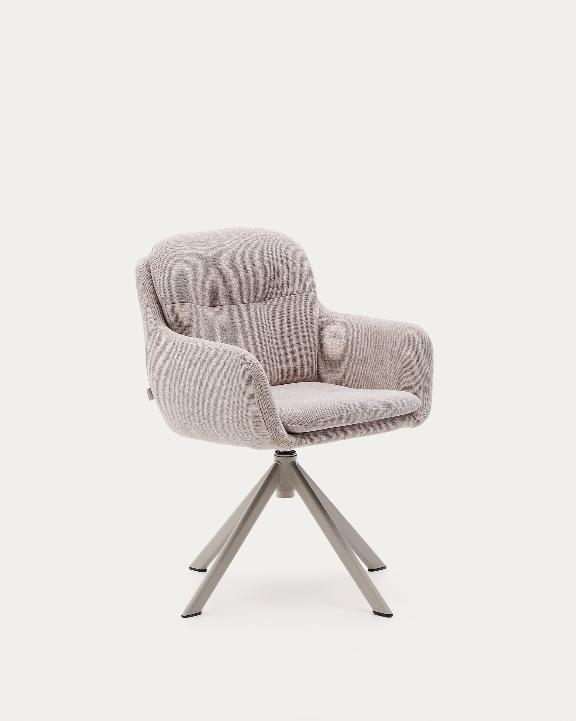 Lexa swivel chair in beige chenille and steel legs in a beige finish ...