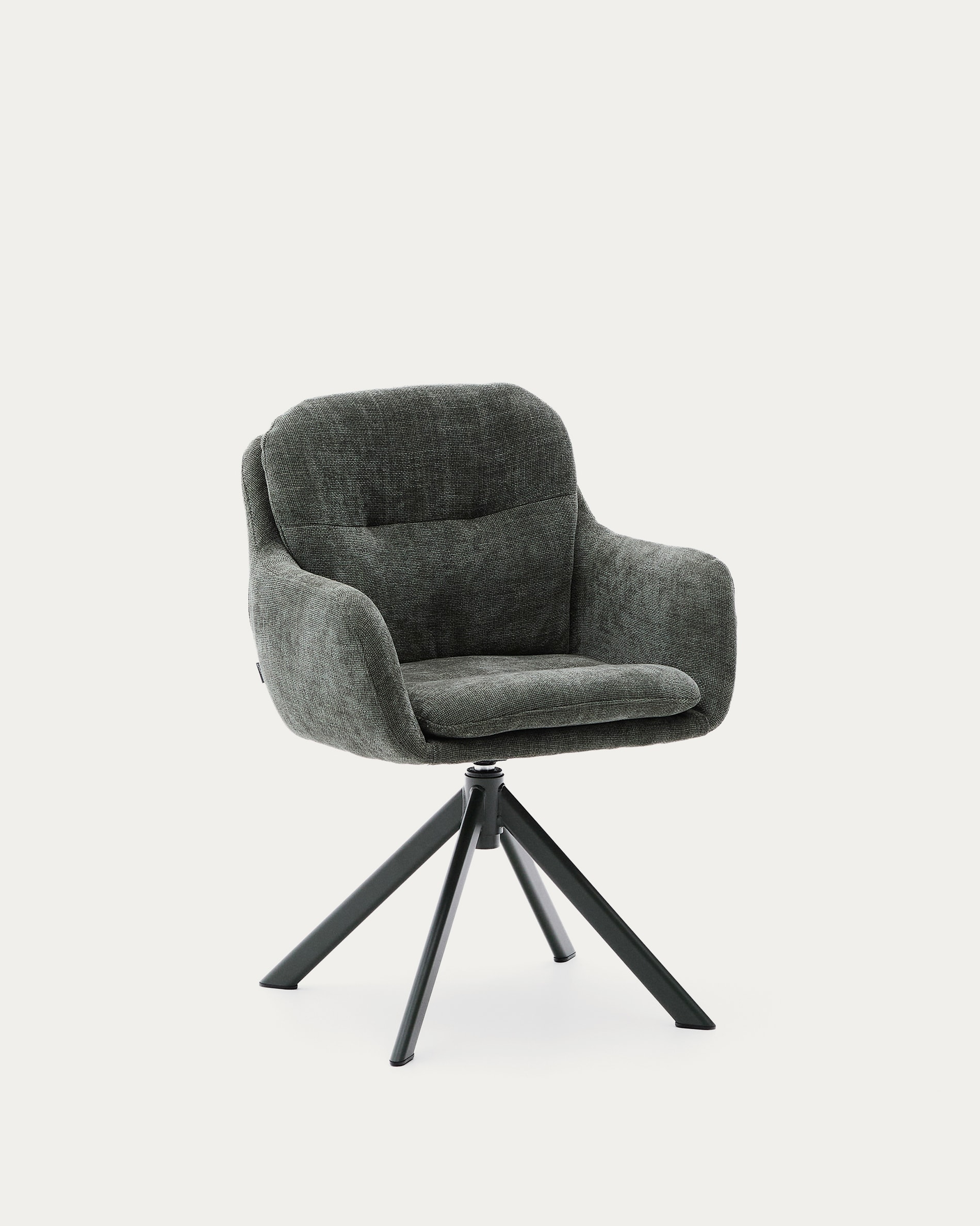 Lexa swivel chair in green chenille and steel legs in a green finish ...
