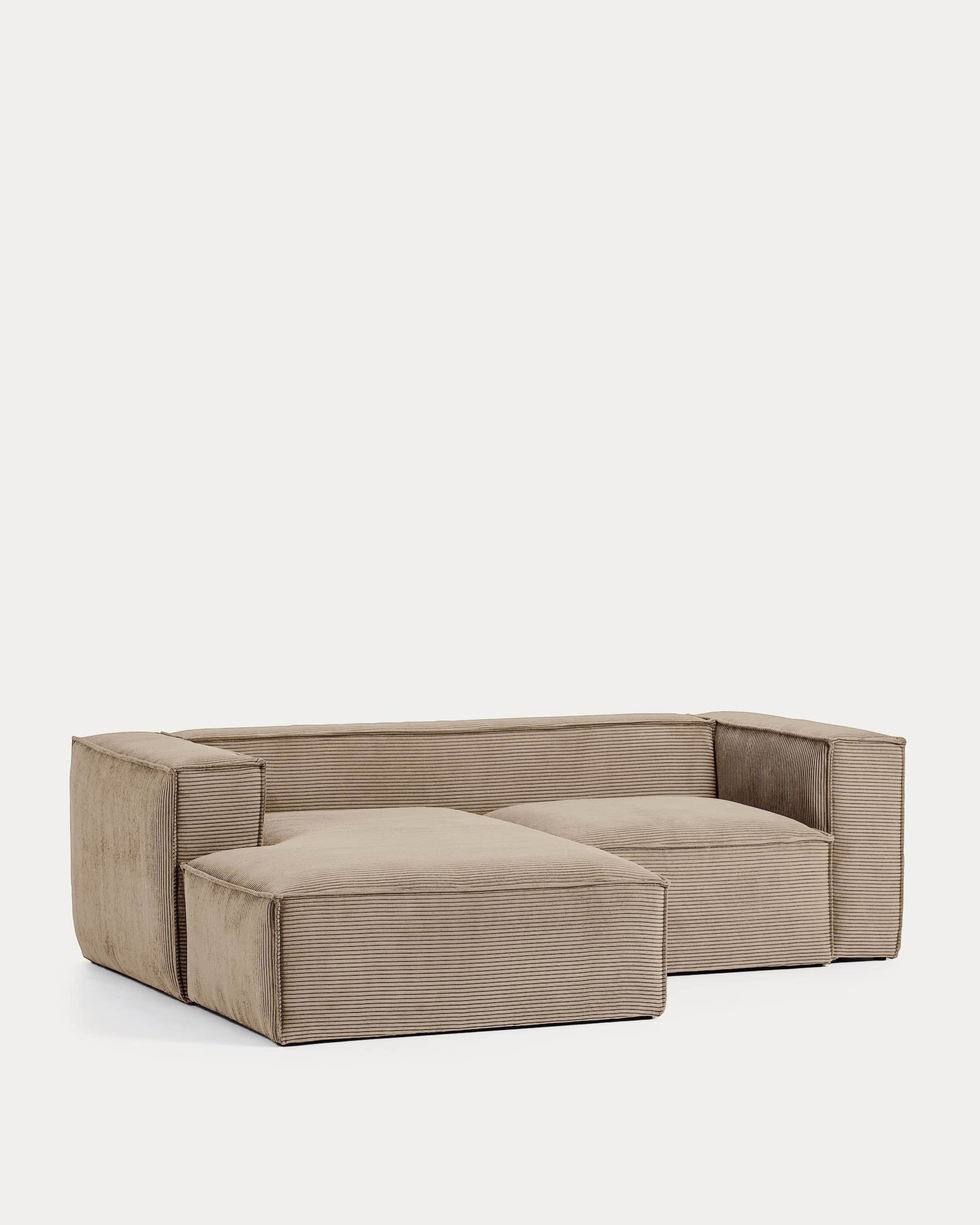Blok 2-seater sofa with left chaise longue thick taupe corduroy 240 cm ...