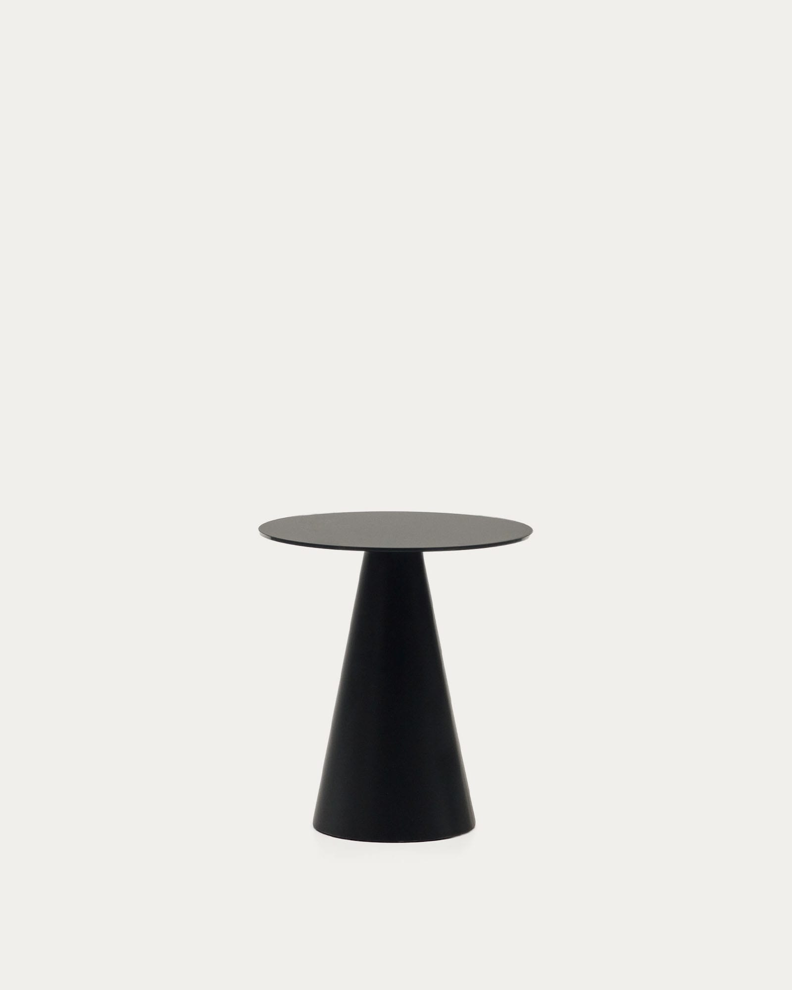 Wilshire tempered glass and metal side table with a black finish Ø 50 ...