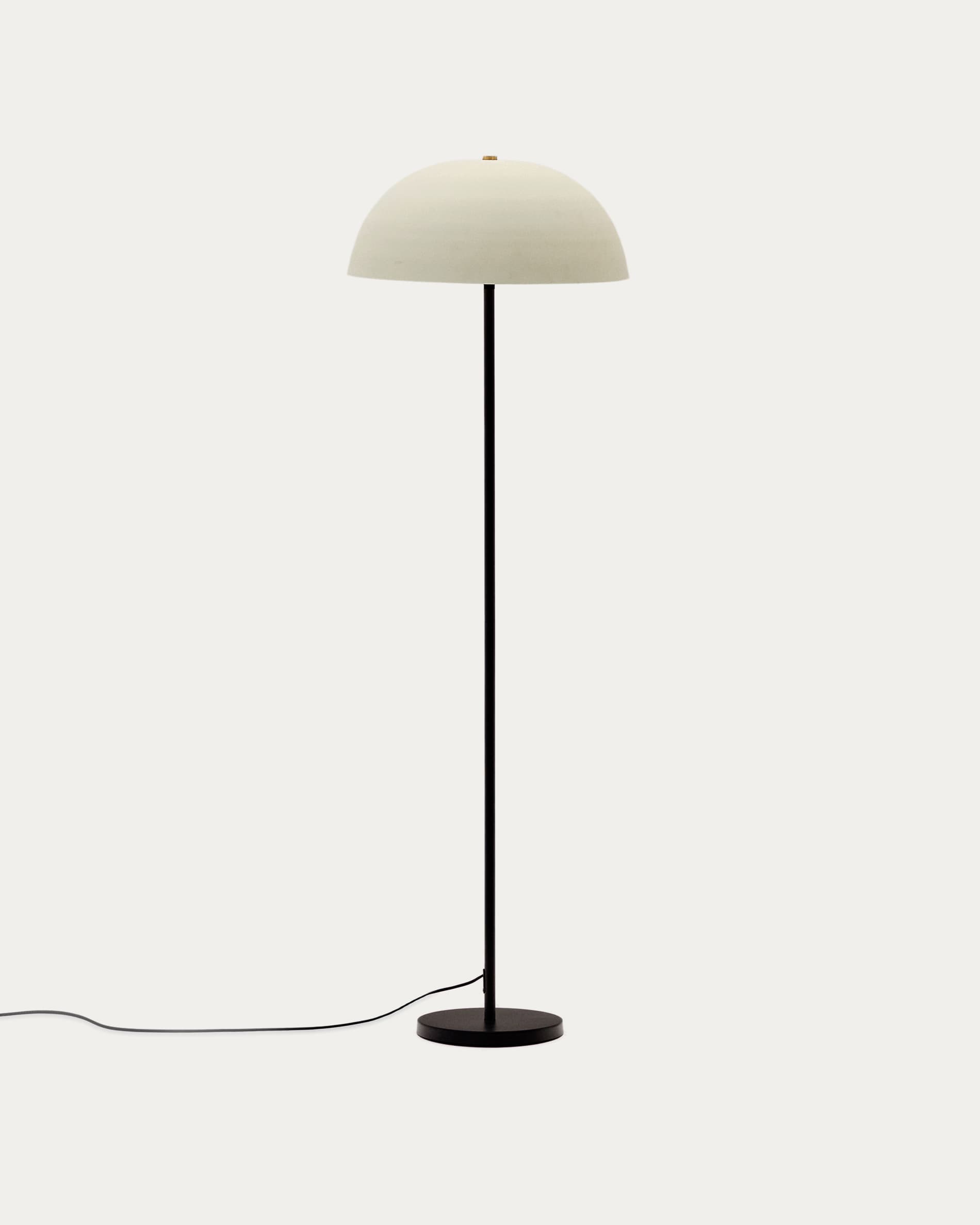 Lampadaire Nibla en métal noir et abat-jour blanc avec effet argile ...