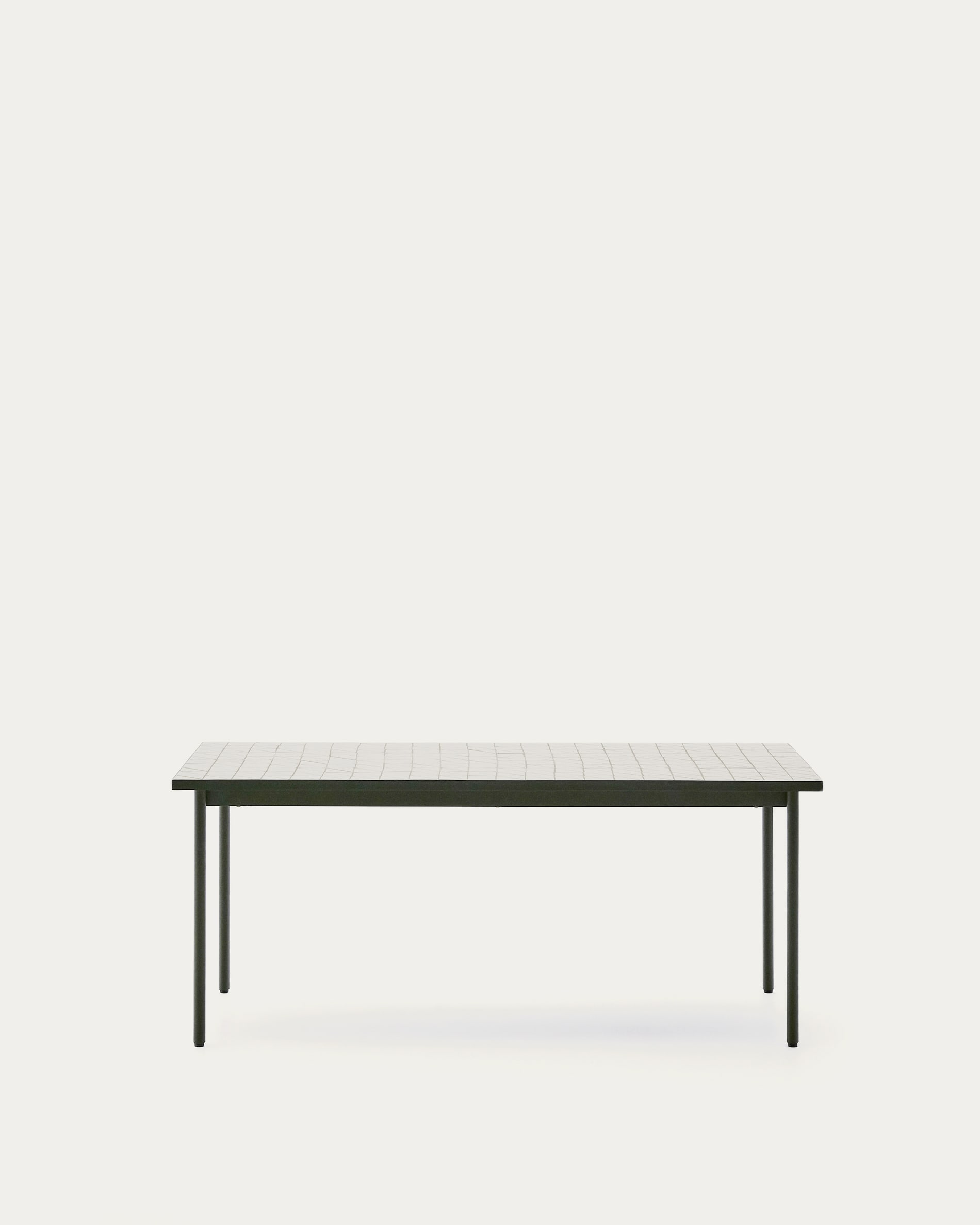 Maurina outdoor table in green galvanised steel with ecru-colored tiles ...