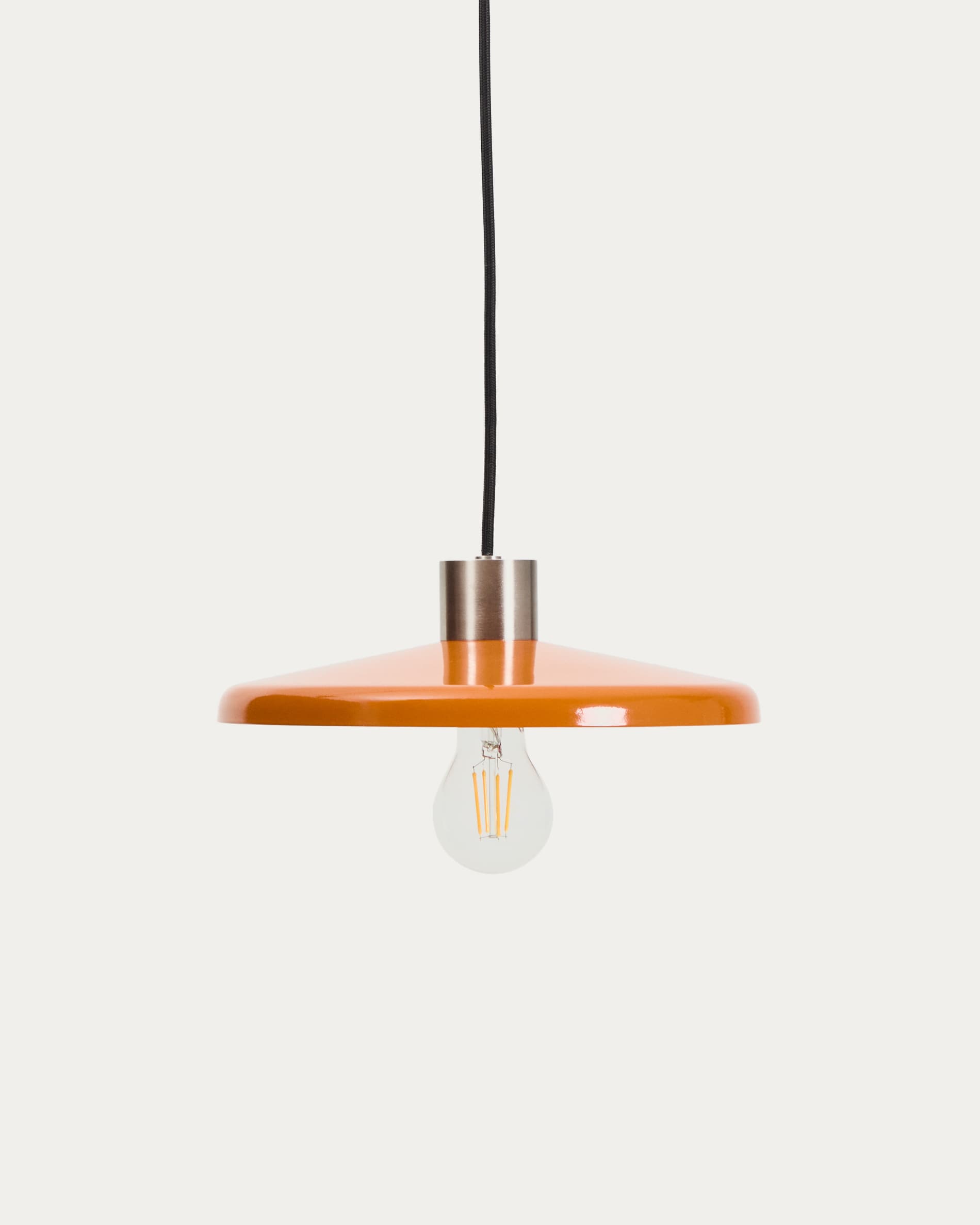 Nuvira ceiling lamp in light grey brushed metal with orange lampshade ...