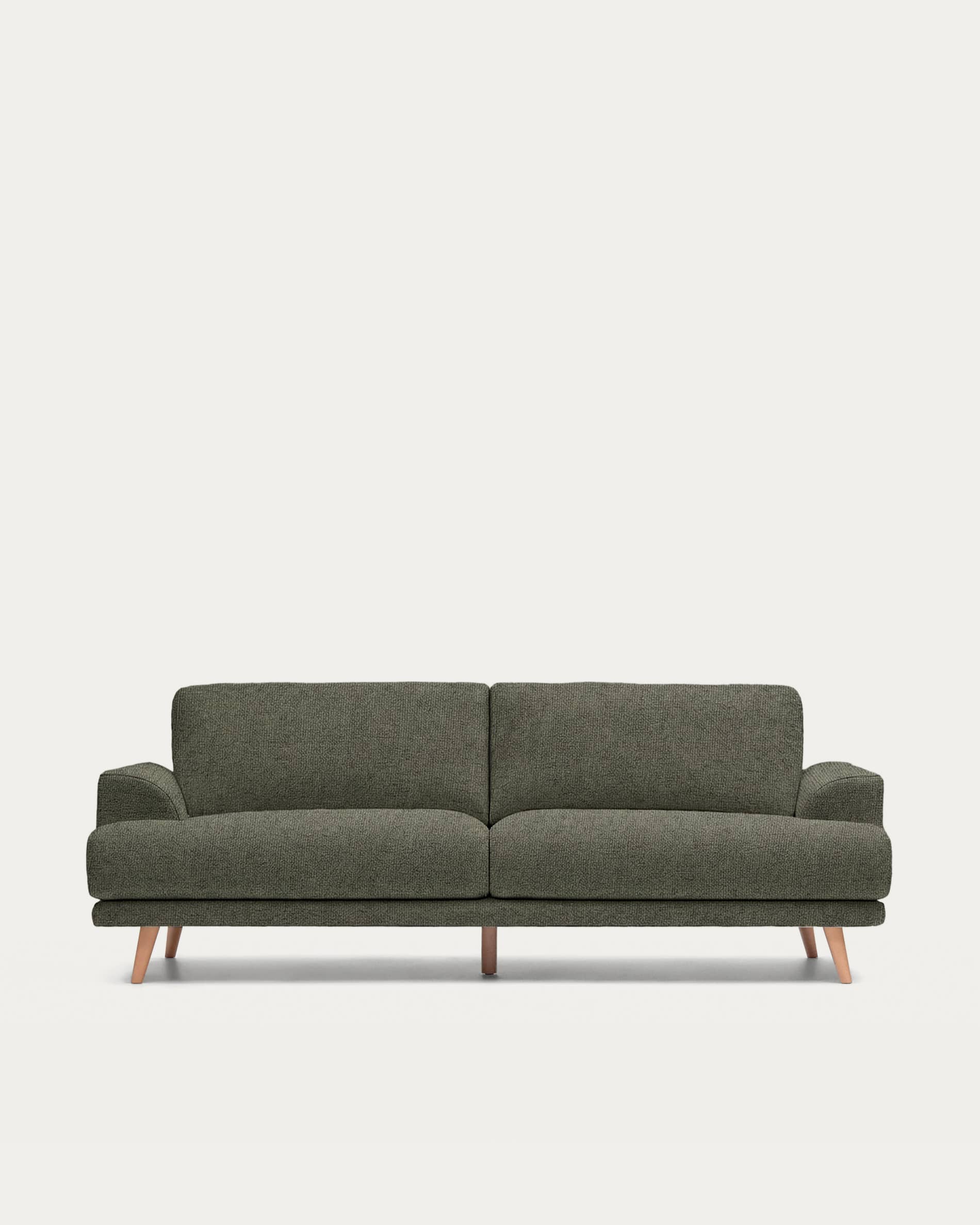 Karin dark green 3-seater sofa with solid beech wood legs 231cm | Kave ...