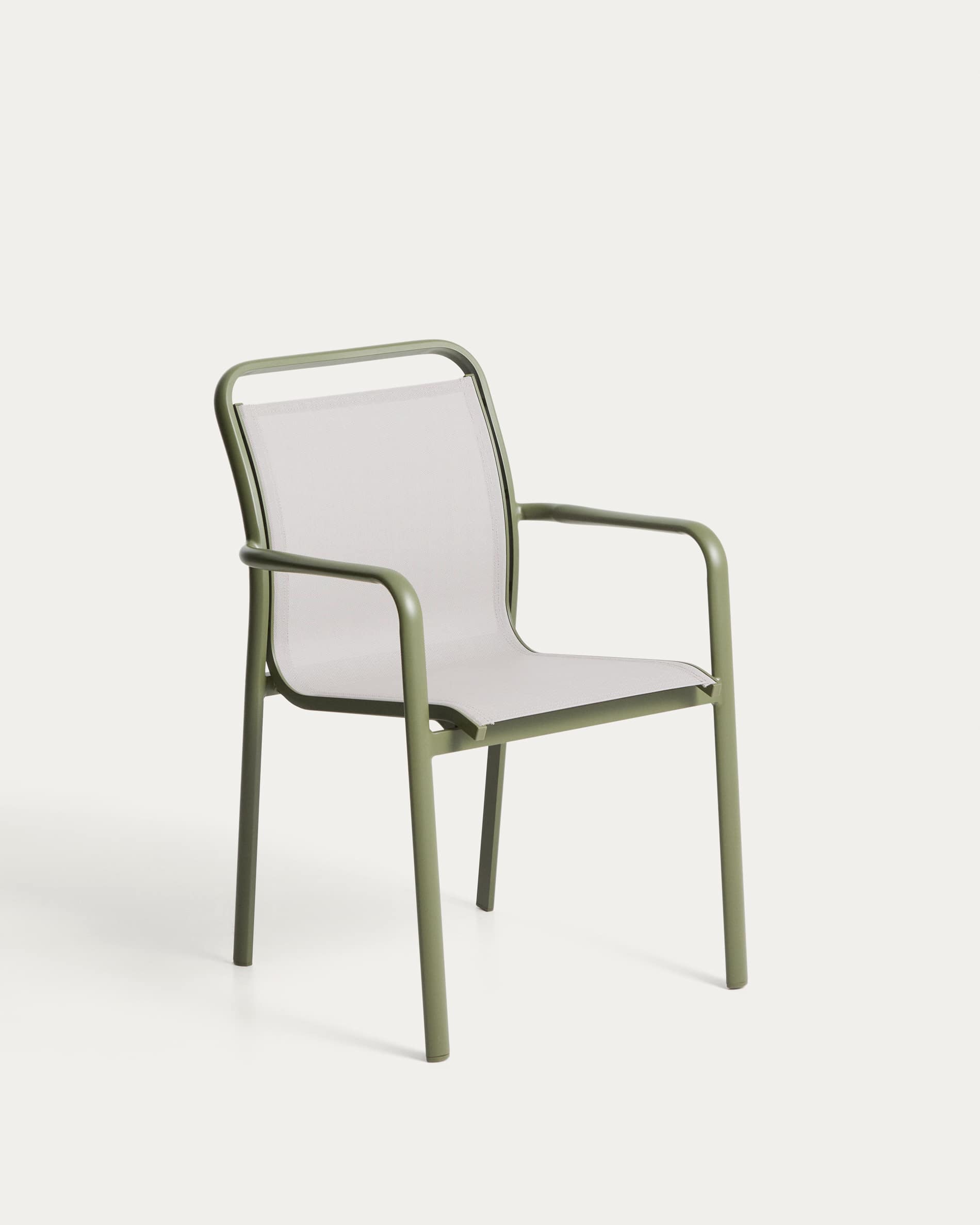 Luri stackable outdoor chair in green aluminium and beige texteline ...