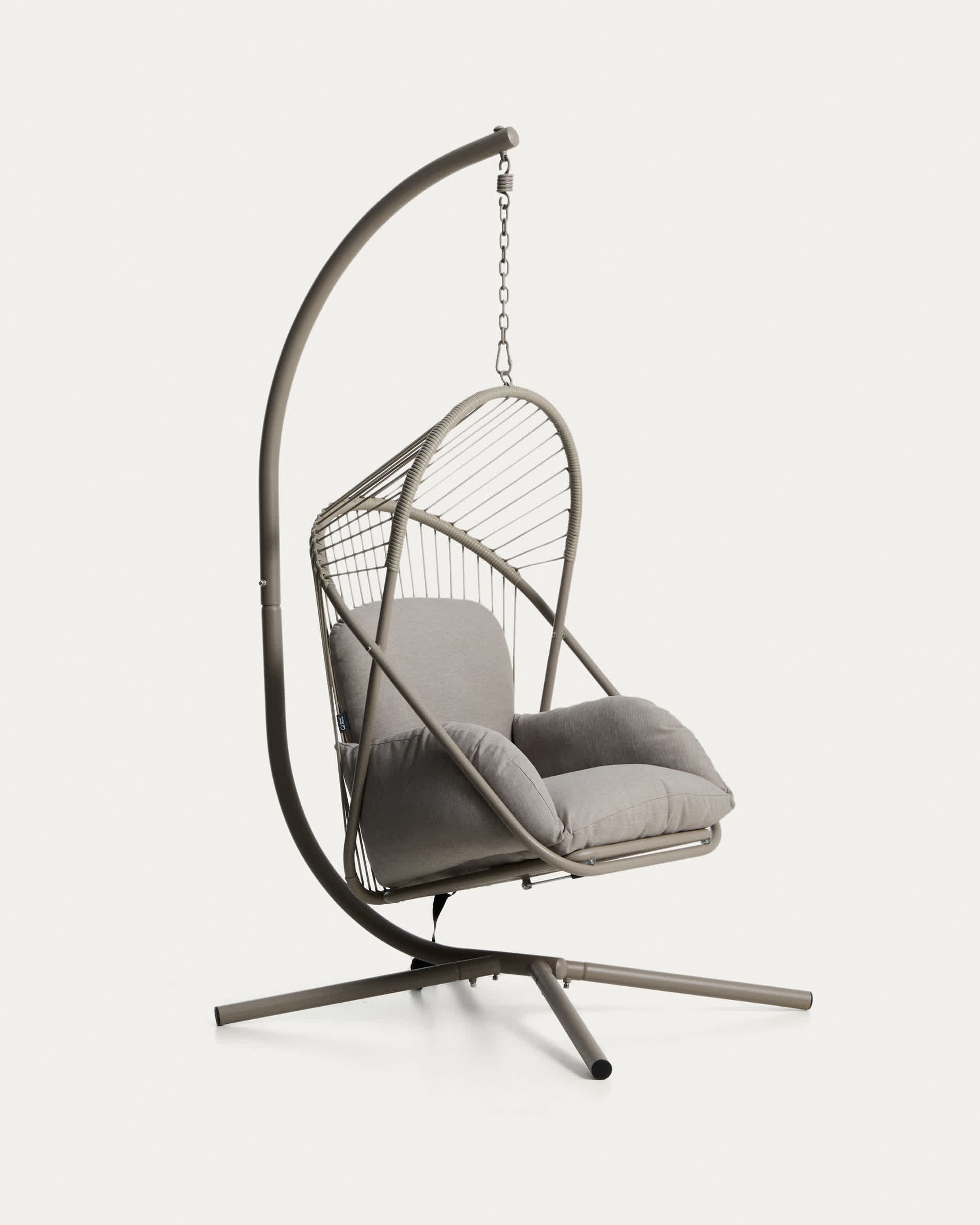 Livadi hanging armchair in steel and taupe rope cord | Kave Home