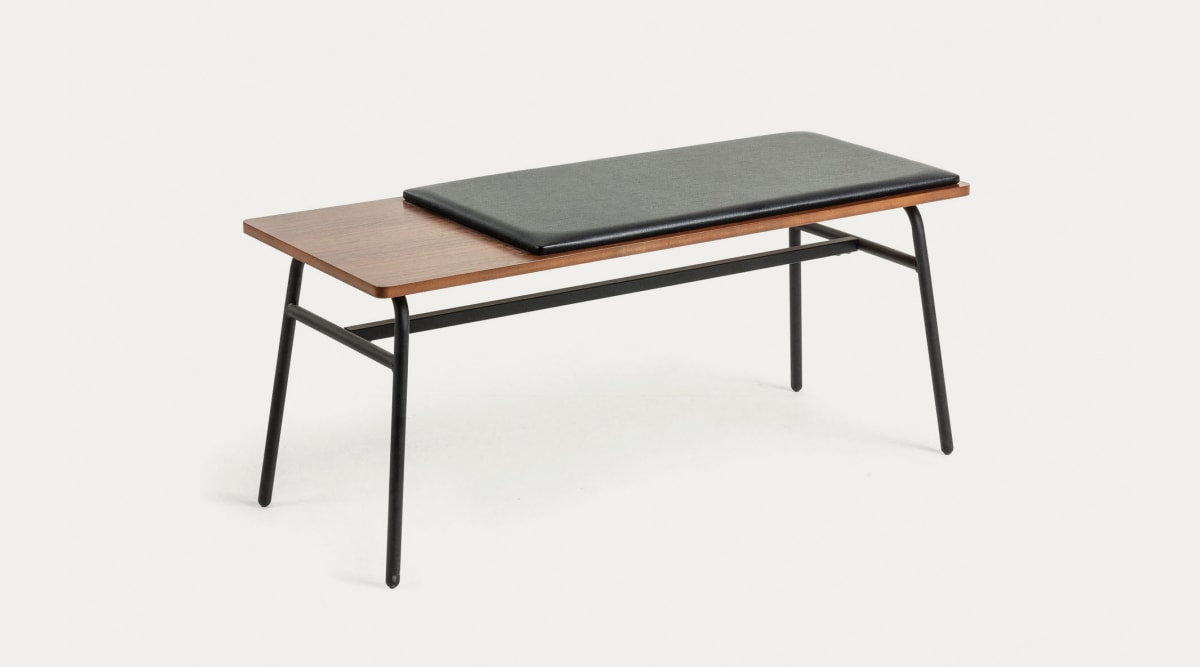 Carabel bench in steel and walnut veneer 100 cm | Kave Home