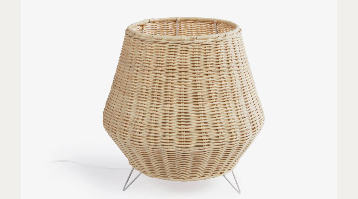 Small Kamaria table lamp in rattan with natural finish UK adapter ...
