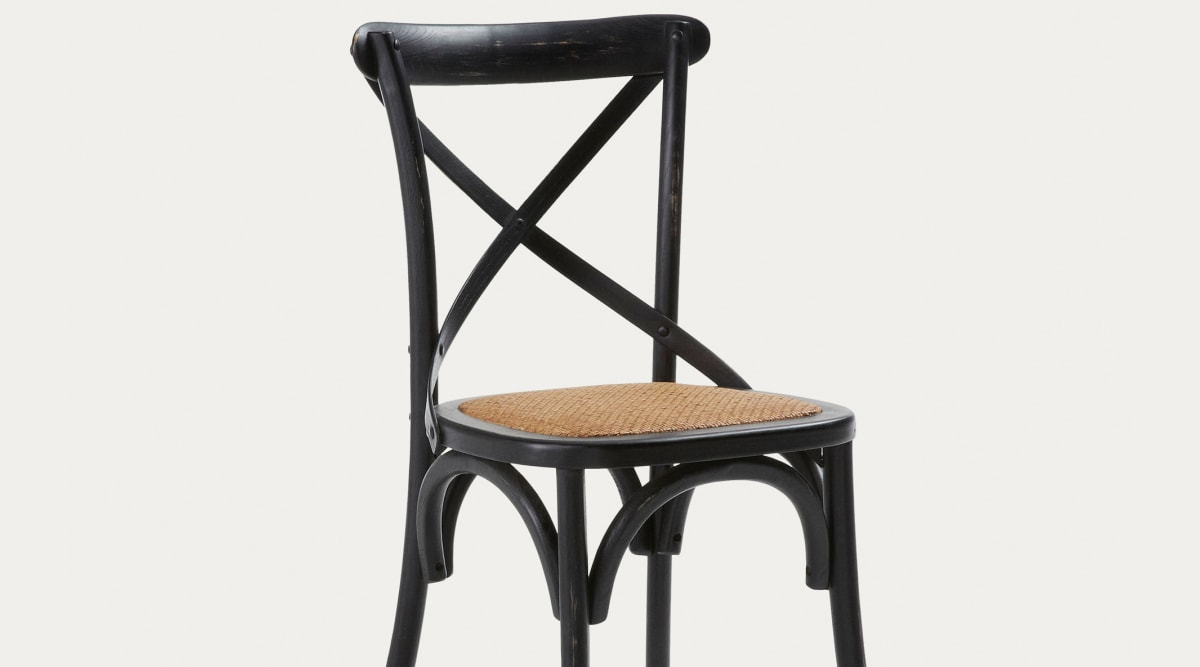 Alsie chair in solid birch wood with black lacquer and rattan seat ...