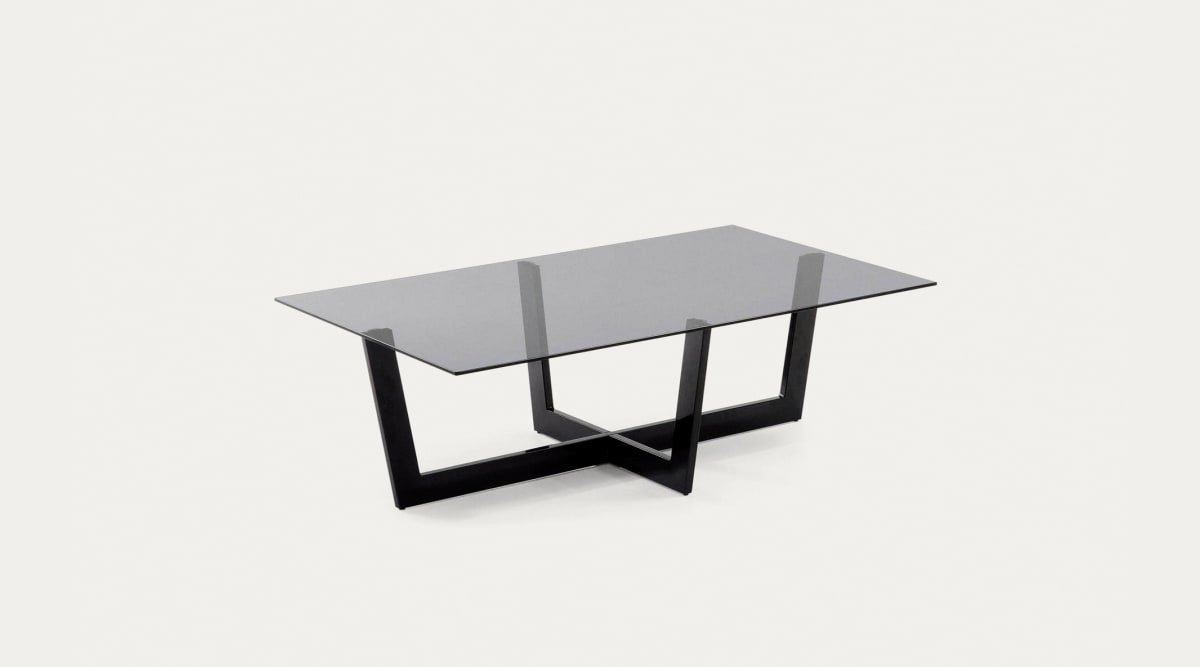 Black glass Plam coffee table 120 x 70 cm | Kave Home