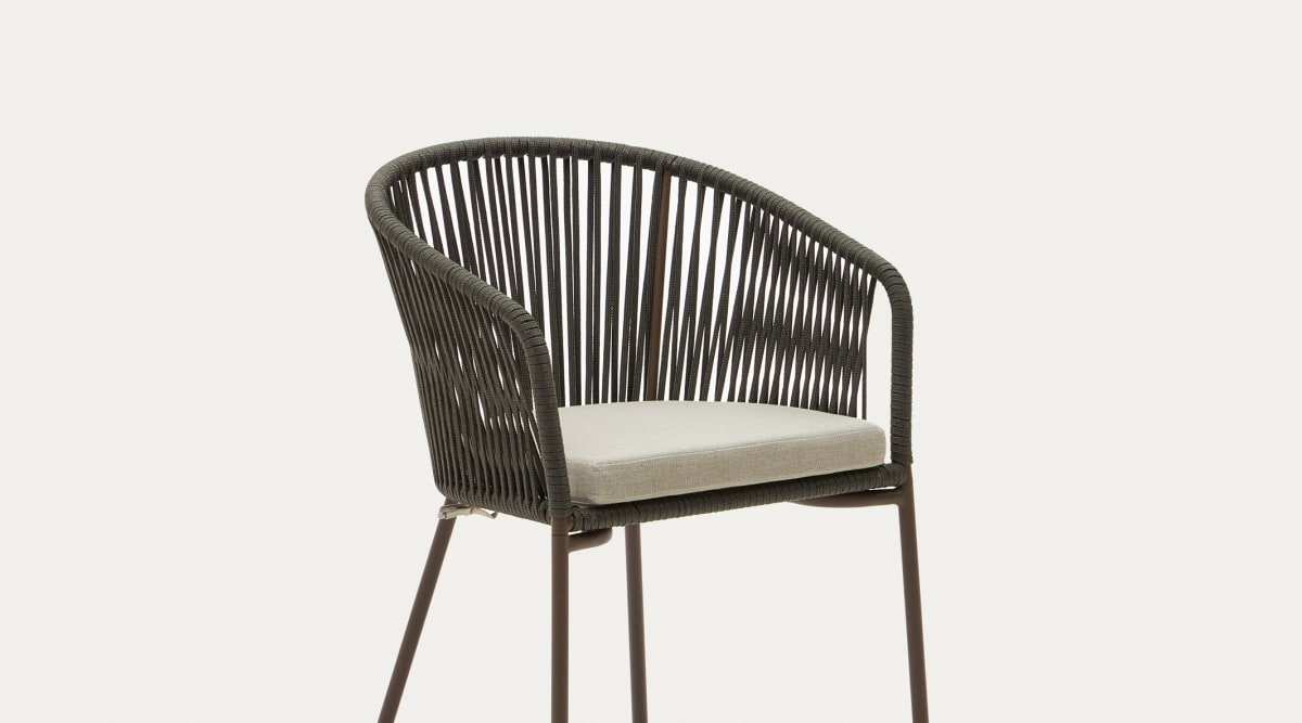 Yanet green rope chair with galvanised steel legs | Kave Home