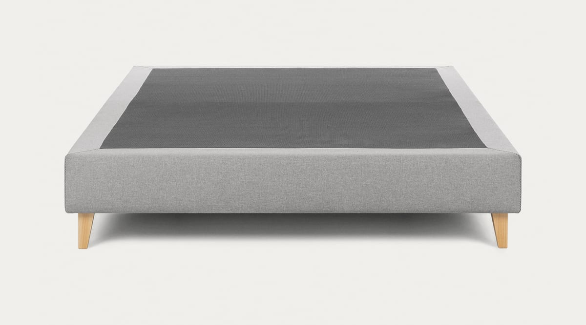 Nikos tall bed base in grey with solid beech wood legs for a 180 x 200 ...