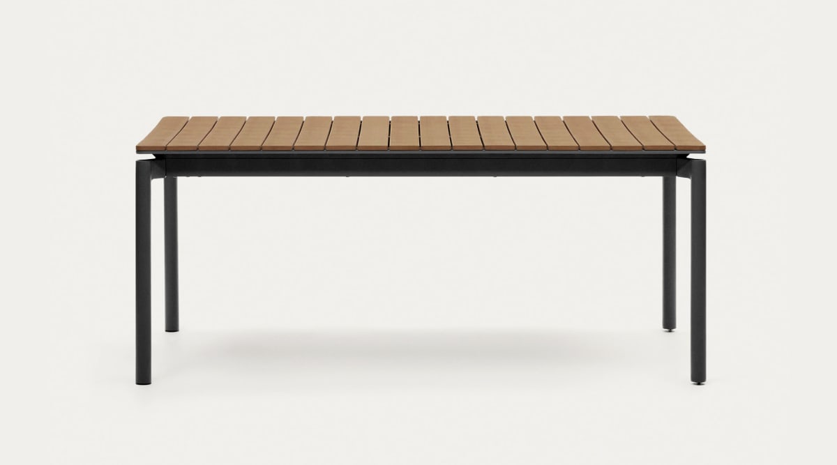 Canyelles extendable outdoor table plastic lumber & matte black ...