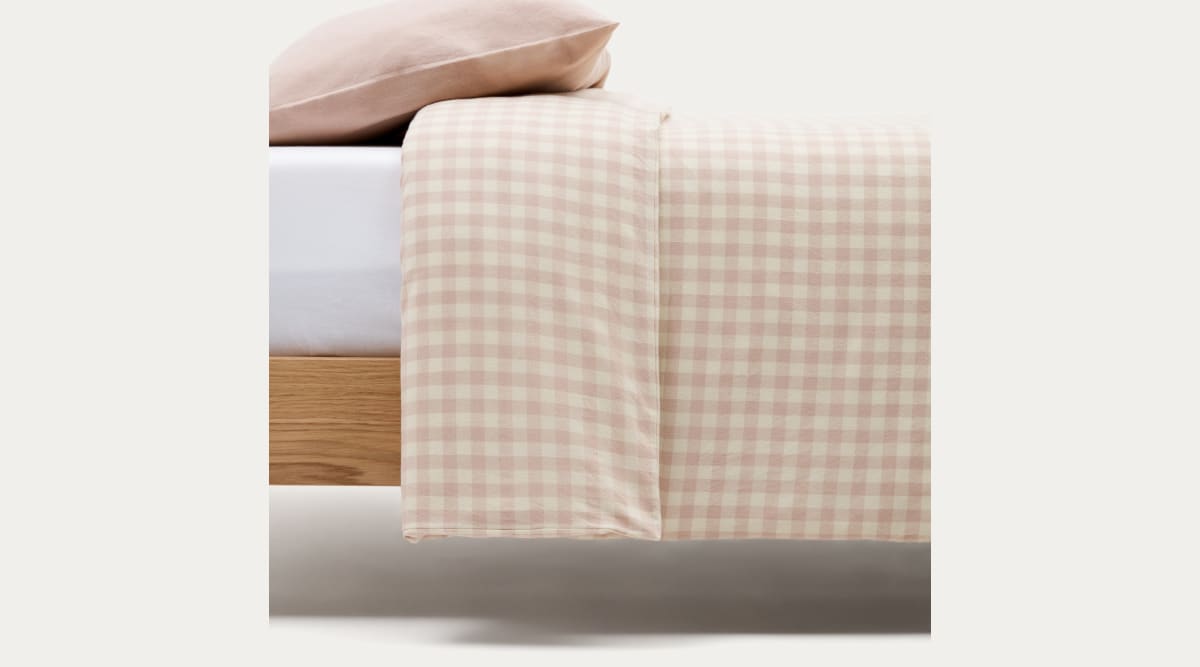 Yanil-dekbedovertrekset met hoeslaken en kussensloop 100% katoen roze ...